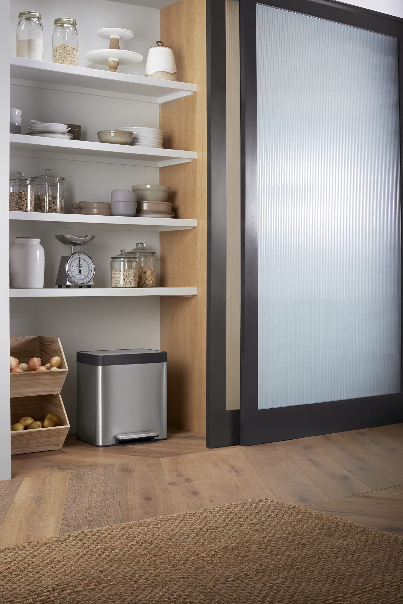 KOHLER 8 Gallon Compact Hands-Free Kitchen Step Can, Trash Can with Foot Pedal, Quiet-Close Lid, Stainless Steel, K-20942-ST