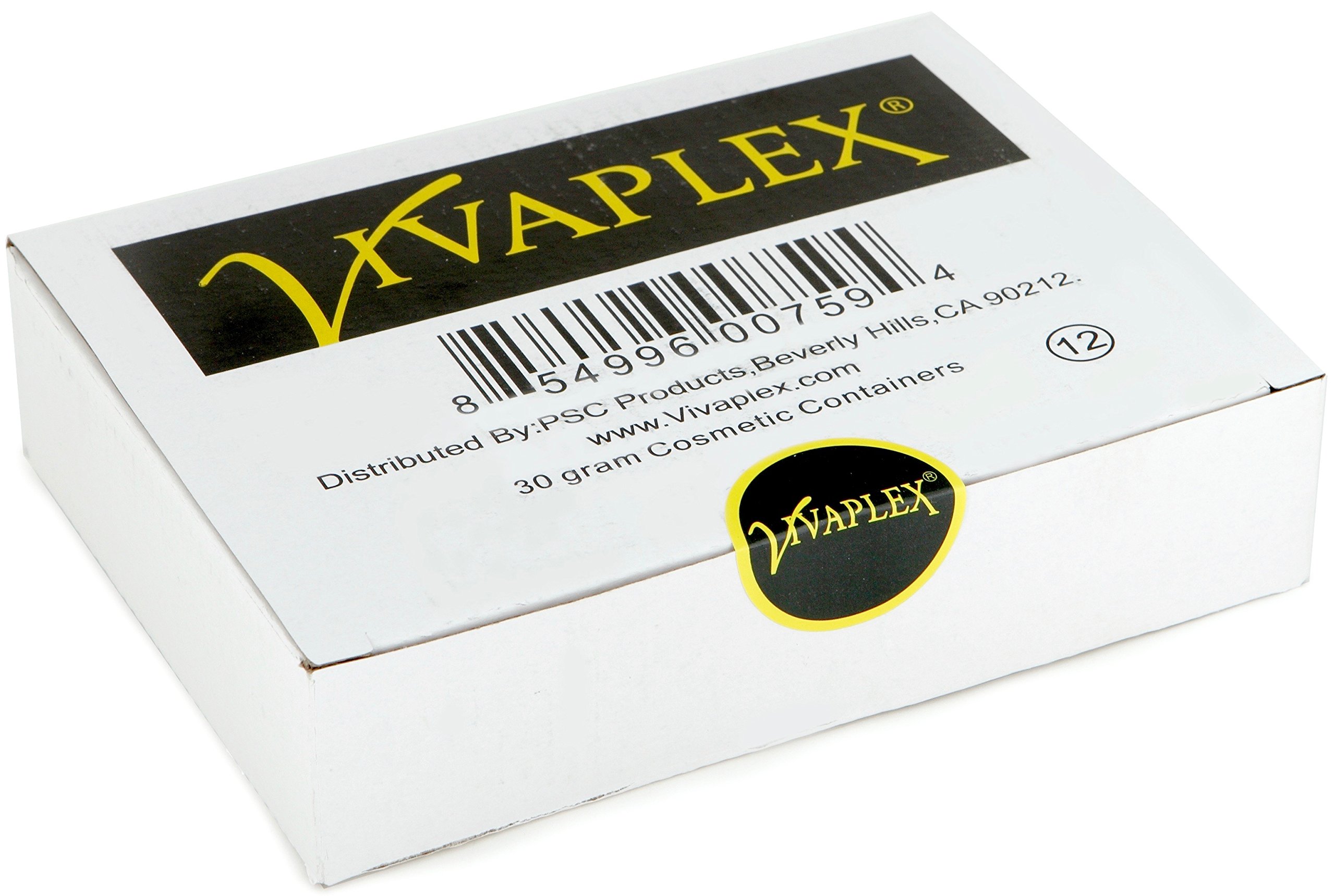 Vivaplex, 12 Clear, 1 oz Plastic Pot Jars, Cosmetic Containers, With Lids.