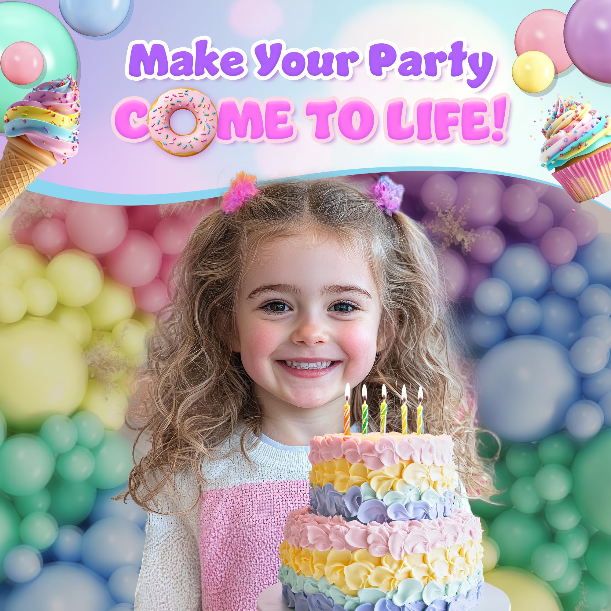 100pcs Pastel Balloon Garland Kit β Pastel Rainbow Balloon Arch β Small and Large Pastel Balloons for Pastel Birthday Decorations β Unicorn, Spring, Macaron, Easter, Donut & Ice Cream Party Balloons
