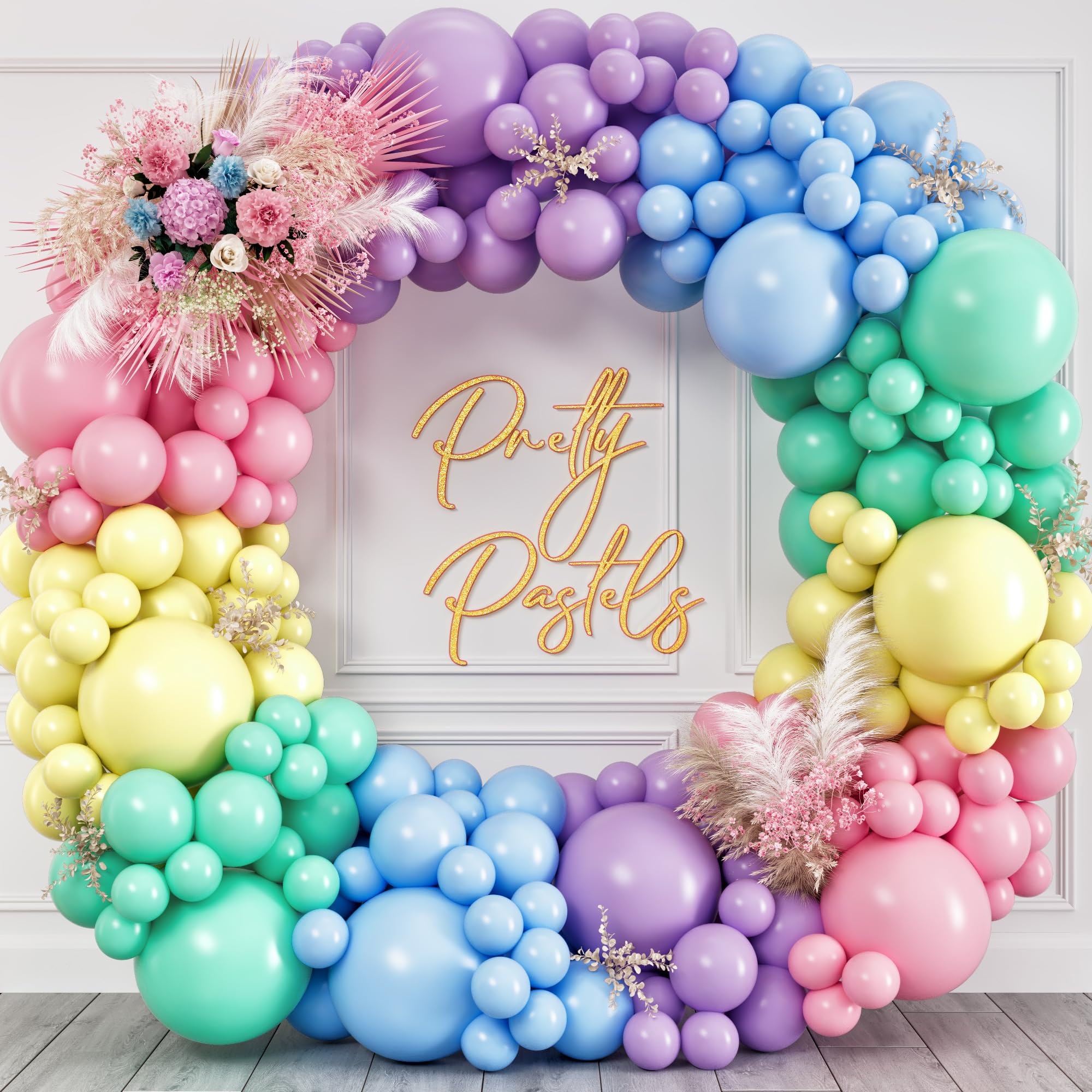 100pcs Pastel Balloon Garland Kit β Pastel Rainbow Balloon Arch β Small and Large Pastel Balloons for Pastel Birthday Decorations β Unicorn, Spring, Macaron, Easter, Donut & Ice Cream Party Balloons