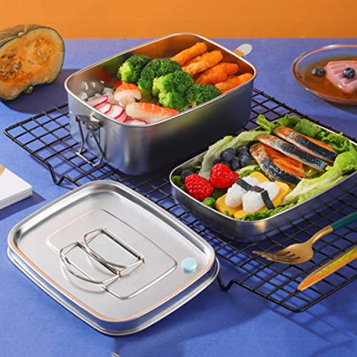 TargetEvo Stainless Steel Bento Lunch Box 1100ml, Leakproof Metal Food Container for Kids and Adults, With Removable Dividers, Dishwasher Safe