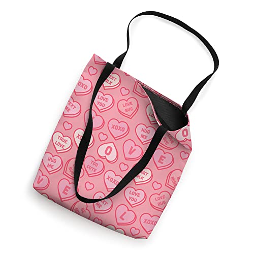 Happy Valentines Day Candy Conversation Hearts Pink Tote Bag