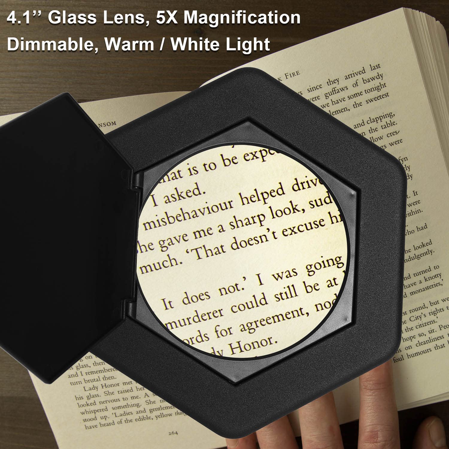 Psiven Magnifying Glass with Light and Stand, Dimmable LED Magnifier Desk Lamp with Clamp, 3 Color Modes, Hands Free Magnifying Lights for Close Work, Repair, Swing Arm Magnifying Work Light with Base