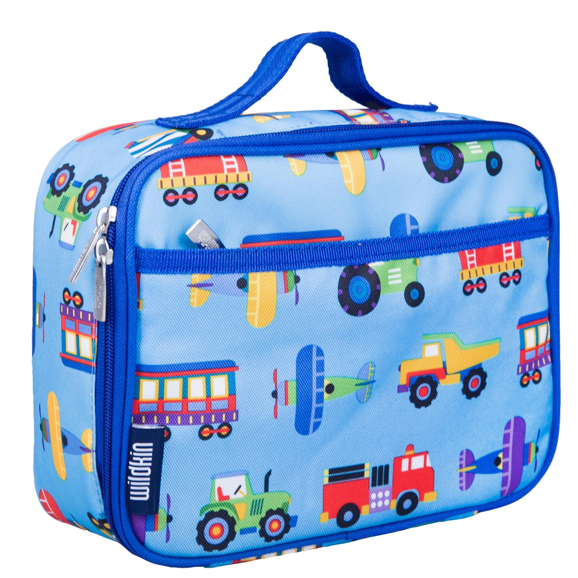 Wildkin Kids Insulated Lunch Box Bag for Boys and Girls, Perfect Size for Packing Hot or Cold Snacks for School and Travel, Mom's Choice Award Winner (Trains, Planes & Trucks)