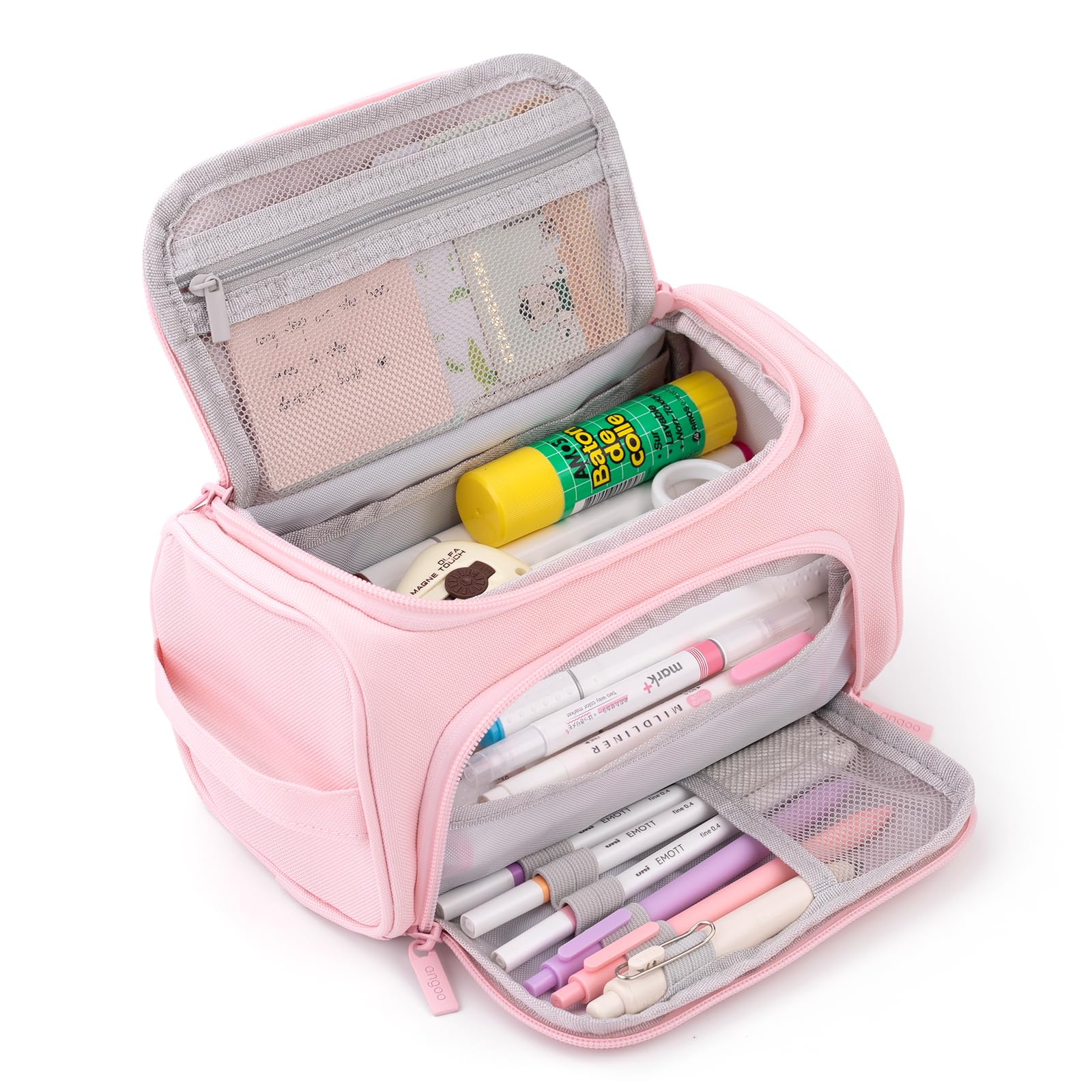 HVOMO Big Capacity Pencil Case High Large Storage Pouch Marker Pen Case Travel Simple Stationery Bag School College Office Organizer for Teens Girls Adults Student(Pink)