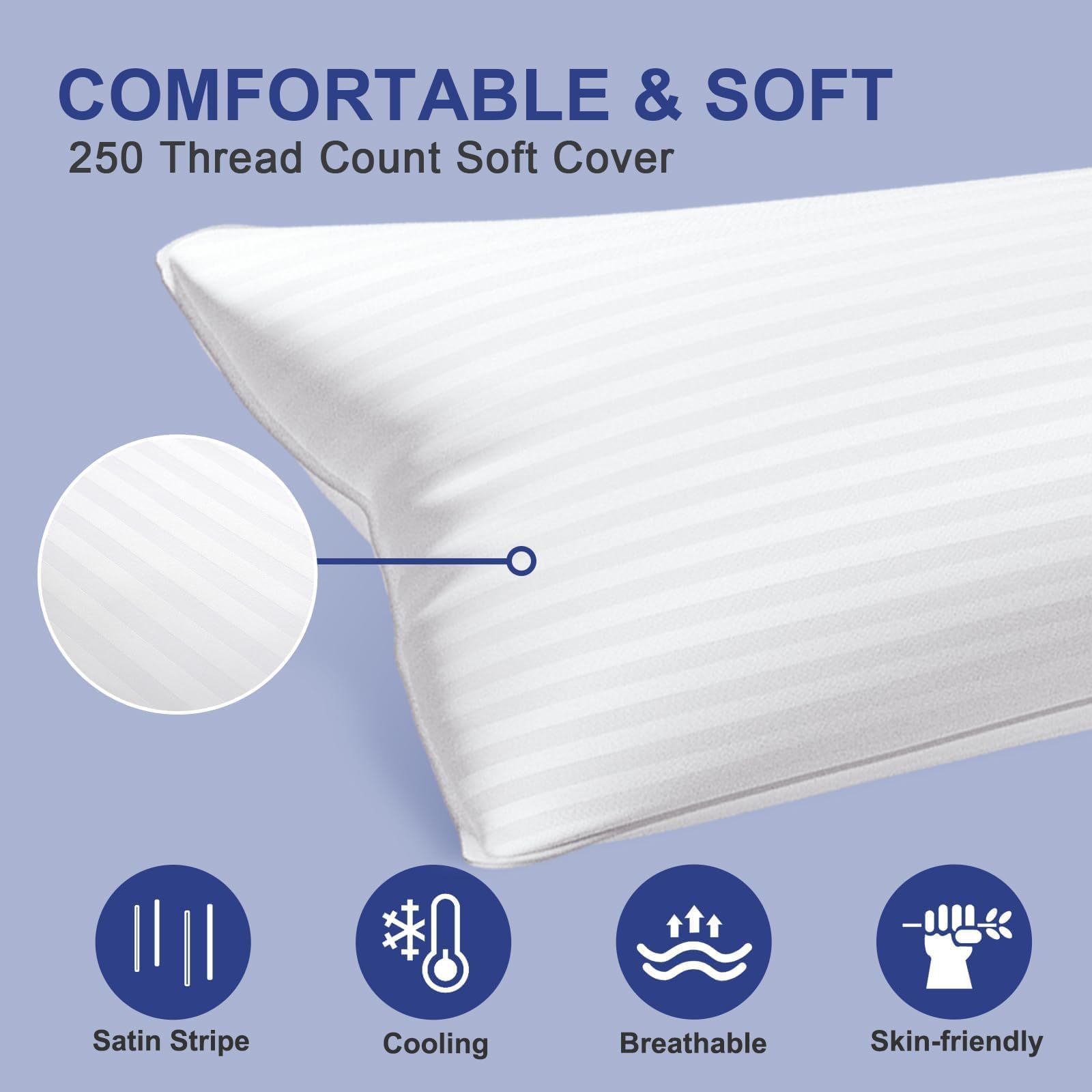 YUGYVOB Cooling Body Pillow for Adults- Satin Stripe Full Body Pillow Long Pillow Insert, Pregnancy Pillows for Sleeping, Fluffy & Firm, 20x54 Inch