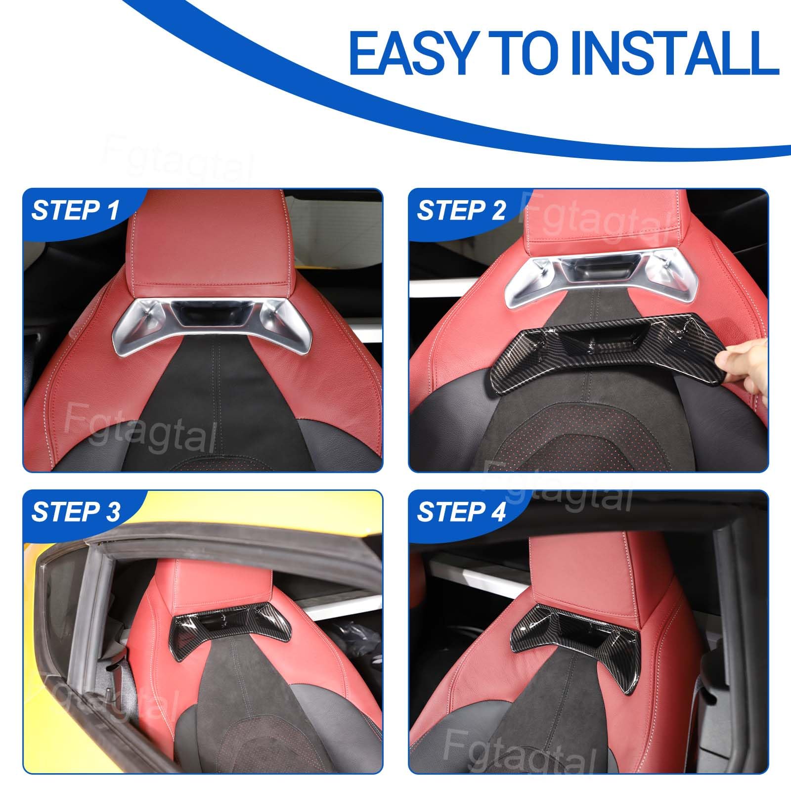 Fgtagtal Car Seat Backrest Trim Cover Fit for Toyota Supra GR A90 A91 MK5 2019-2024, ABS Seat Back Protection Cover Trim Sticker, 2 PCS (Black)