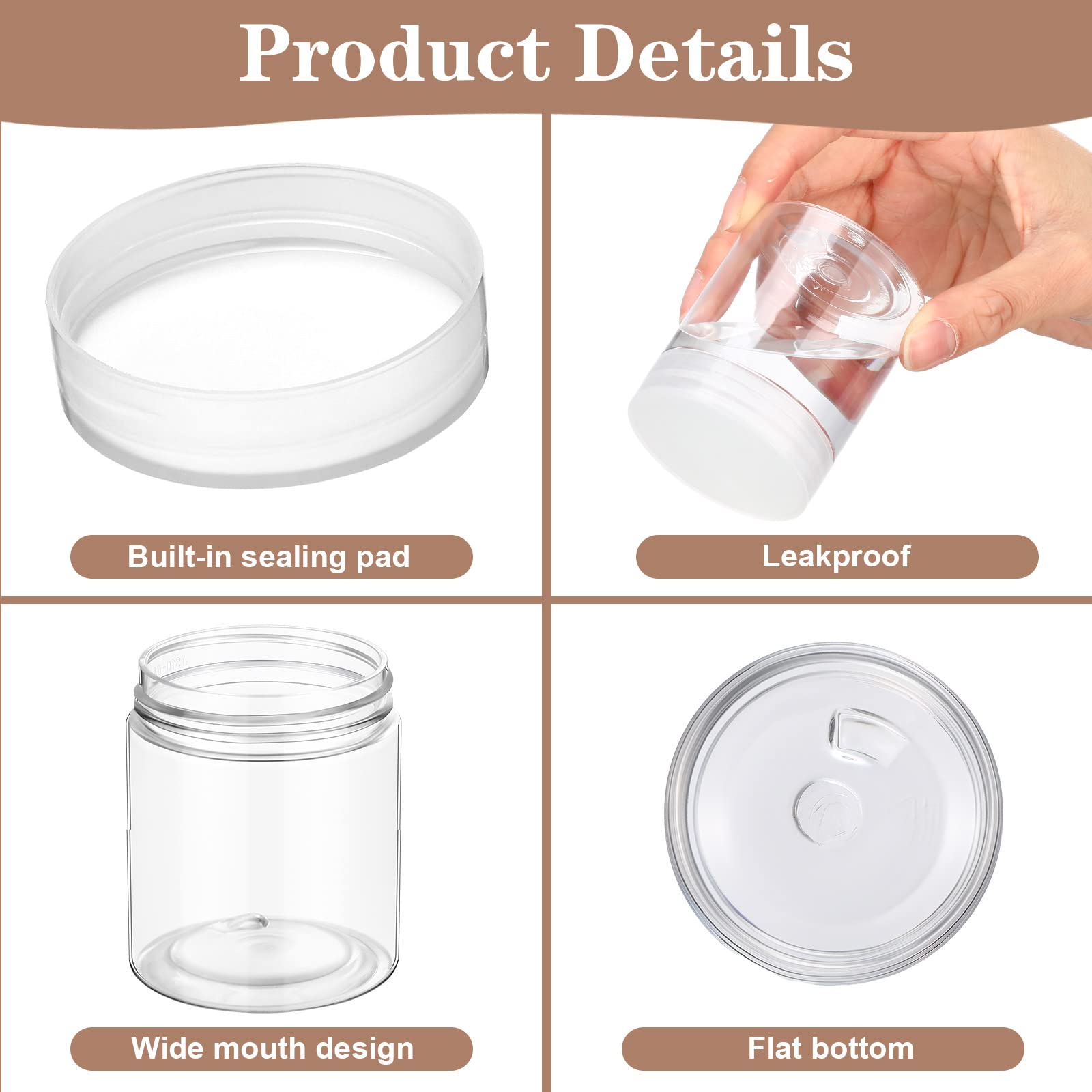 eBoot 150 Piece 3 Oz Plastic Container Jars with Lids Round Clear Cosmetic Empty Clear Plastic Jars for Lotion, Cream, Ointments, Makeup, Eye Shadow, Rhinestone, Samples, Pot, Travel Storage