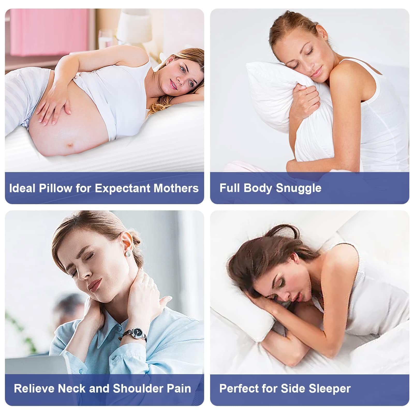 YUGYVOB Cooling Body Pillow for Adults- Satin Stripe Full Body Pillow Long Pillow Insert, Pregnancy Pillows for Sleeping, Fluffy & Firm, 20x54 Inch