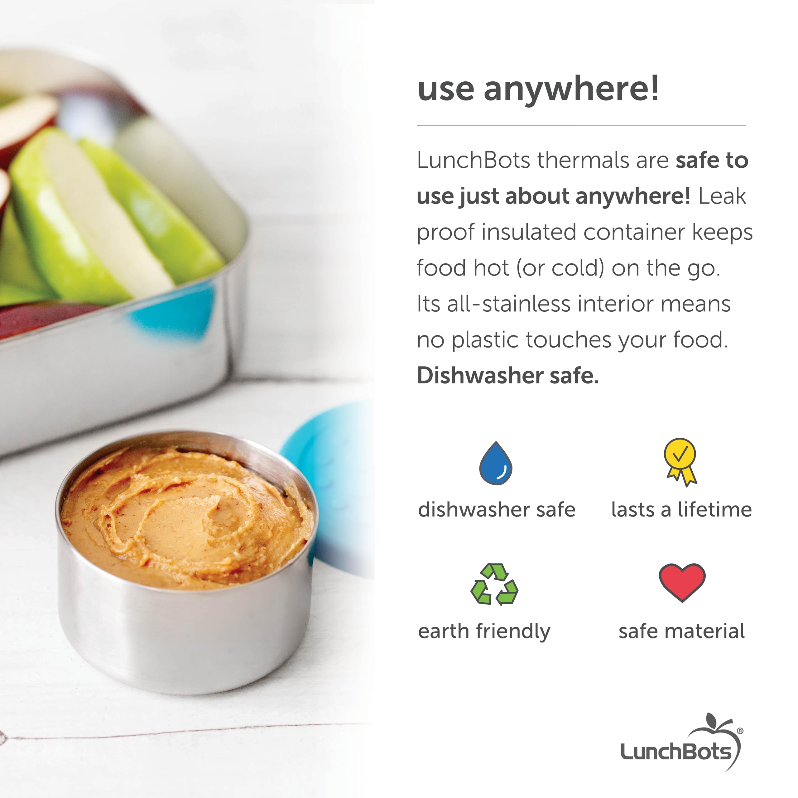 LunchBots Tiny Dips Condiment Containers - Set of 3 - Perfect Portion Cups - Spill Proof Lunch Box Sauce Container with Lid - Food Grade Stainless Steel - 1.5oz - Dishwasher Safe - Assorted Lids