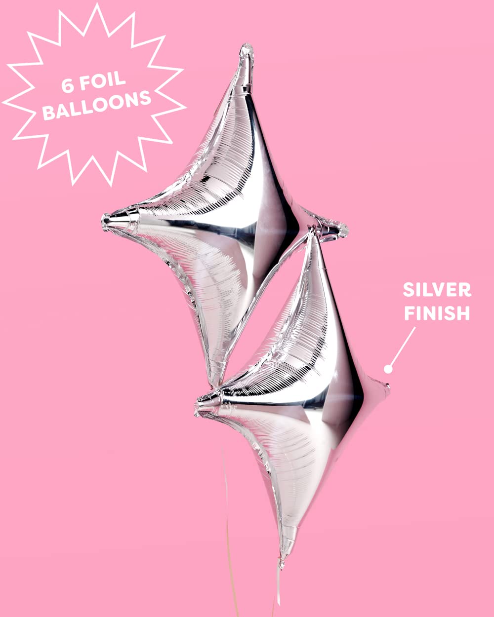 xo, Fetti Silver Sparkle Foil Birthday Balloon - 6 pc | Bday Party Decorations, Bachelorette, Anniversary, Graduation
