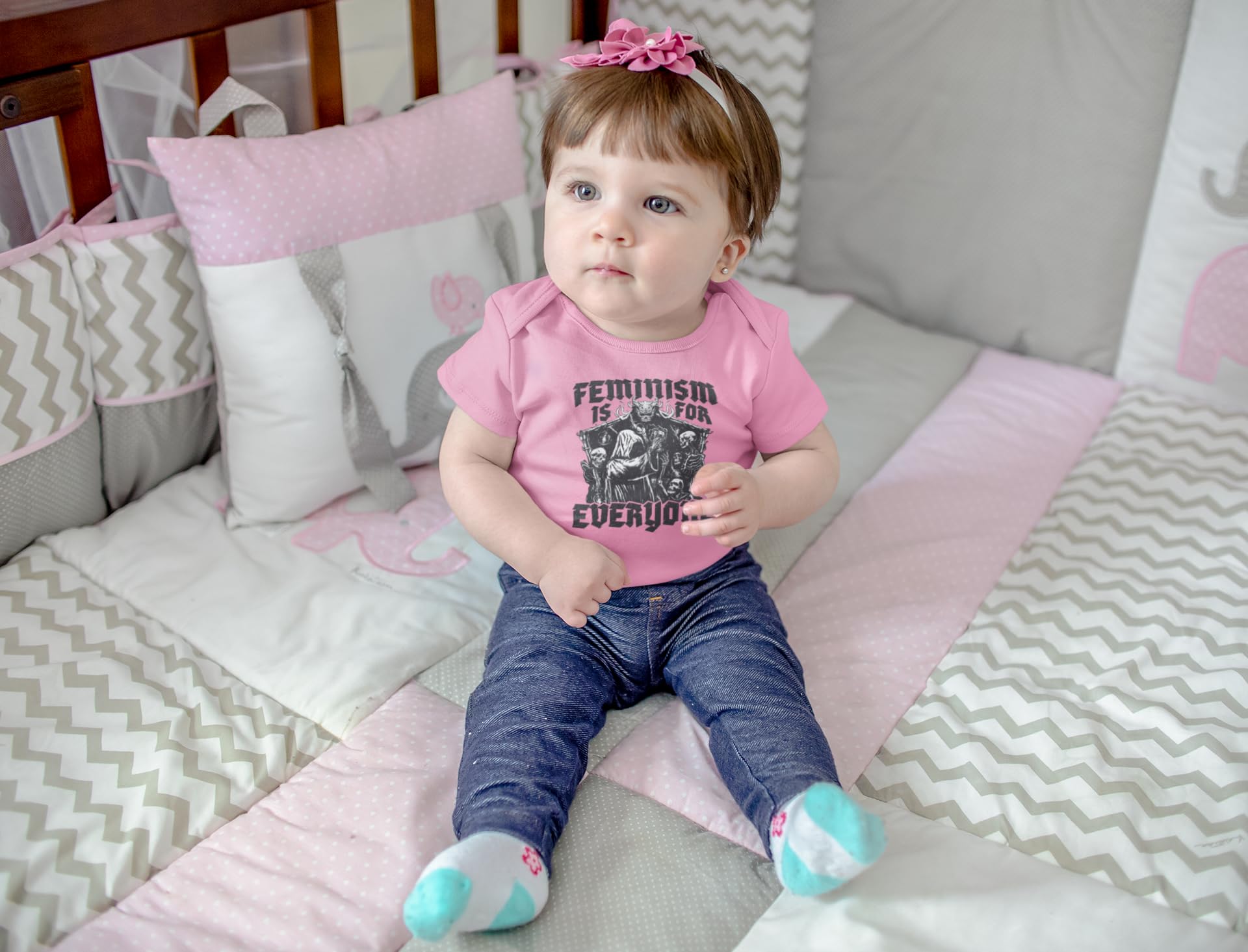 Pop Threads Feminism is for Everyone Metal Punk Emo Goth Infant Baby Boy Girl Bodysuit Black 6M