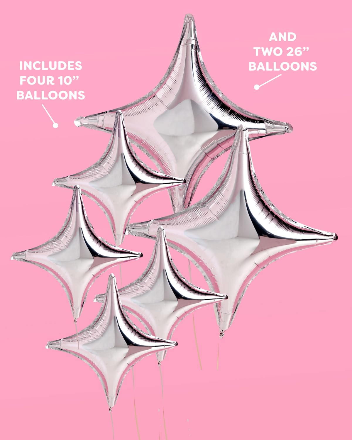 xo, Fetti Silver Sparkle Foil Birthday Balloon - 6 pc | Bday Party Decorations, Bachelorette, Anniversary, Graduation