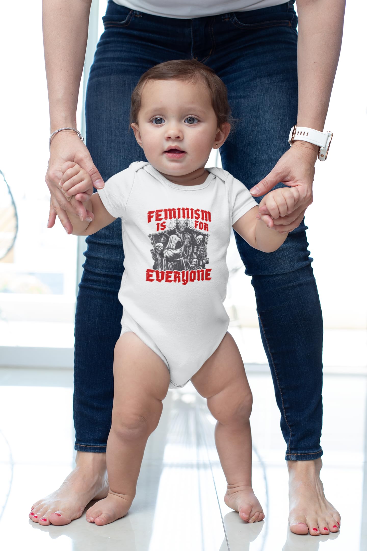 Pop Threads Feminism is for Everyone Metal Punk Emo Goth Infant Baby Boy Girl Bodysuit Black 6M