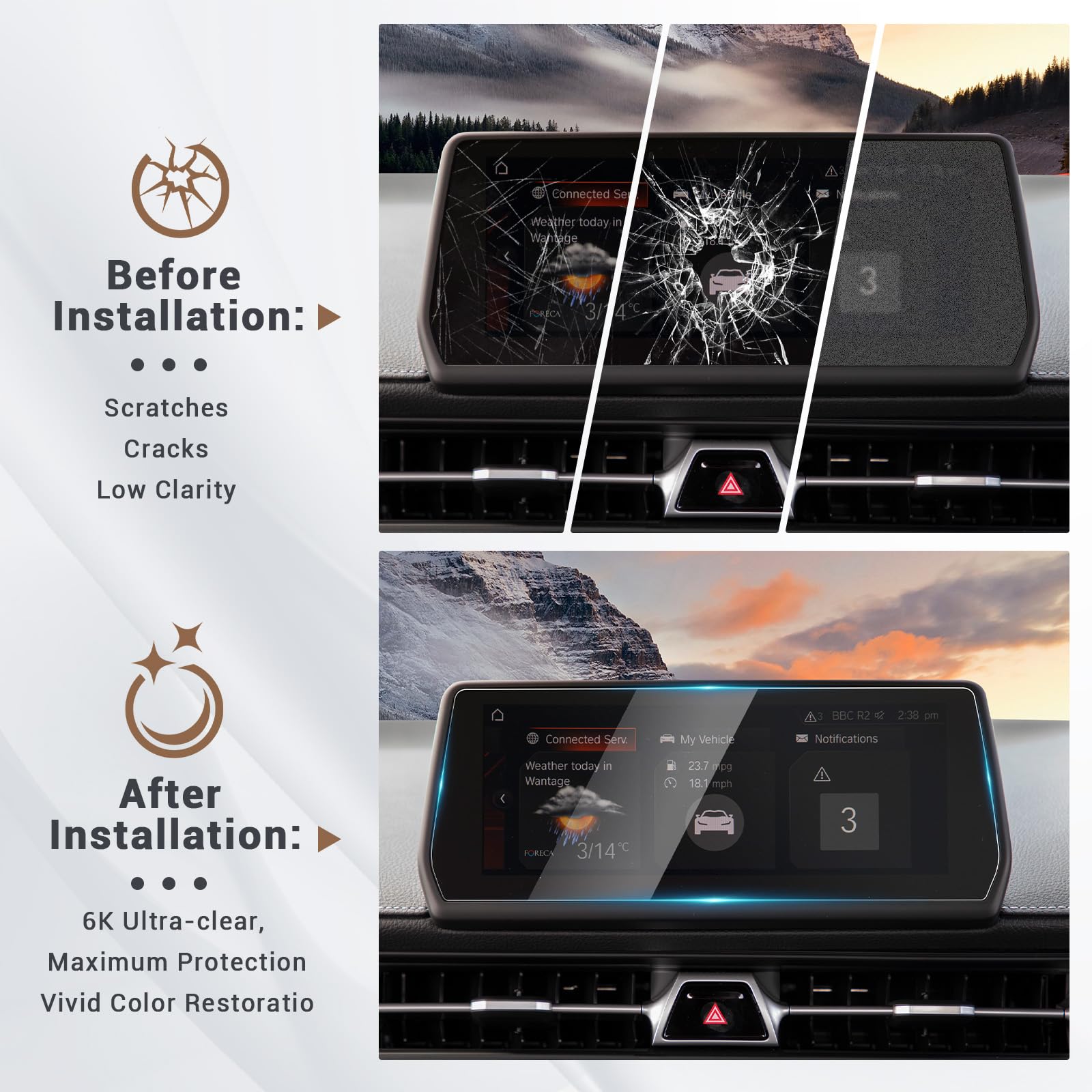 YEE PIN Supra Screen Protector for Toyota Supra GR A90 A91 MK5 2019-2024 MK5 Supra Screen Protector Tempered Glass HD Clear 8.8In