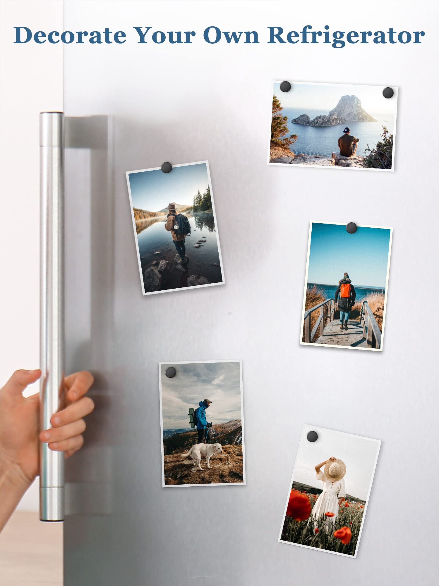SMARTAKE 45 Pcs Refrigerator Magnets, Small Round Fridge Magnets, Multi-Use Premium Epoxy Coating Office Magnets for Fridge, Whiteboard, Dry Erase Board in Home, Kitchen, Office and School (Black)