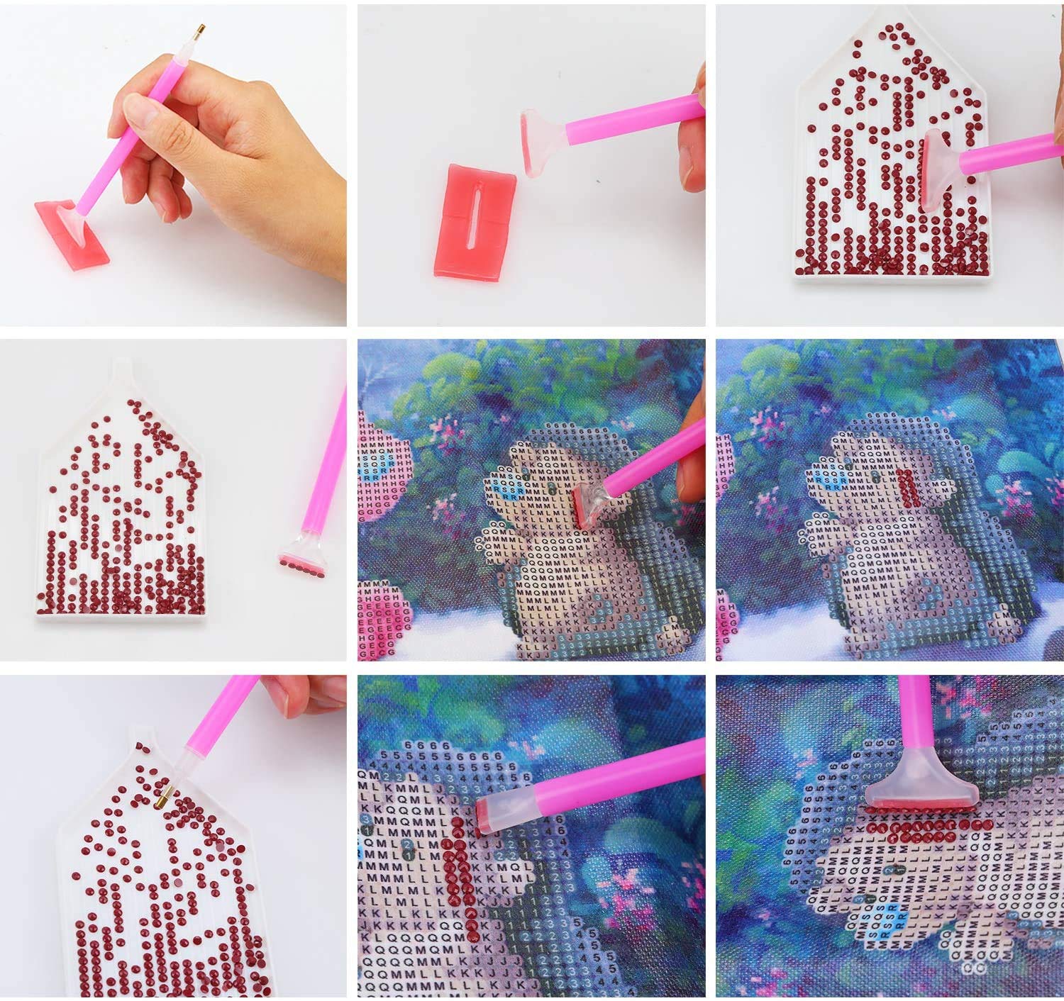 64 Slots Diamond Painting Storage Containers Portable Plastic Bead Storage Box with Diamond Painting Tools and Accessories Kit Apply to Full Drill & Partial Drill 5D Diamond Painting, Christmas Gift