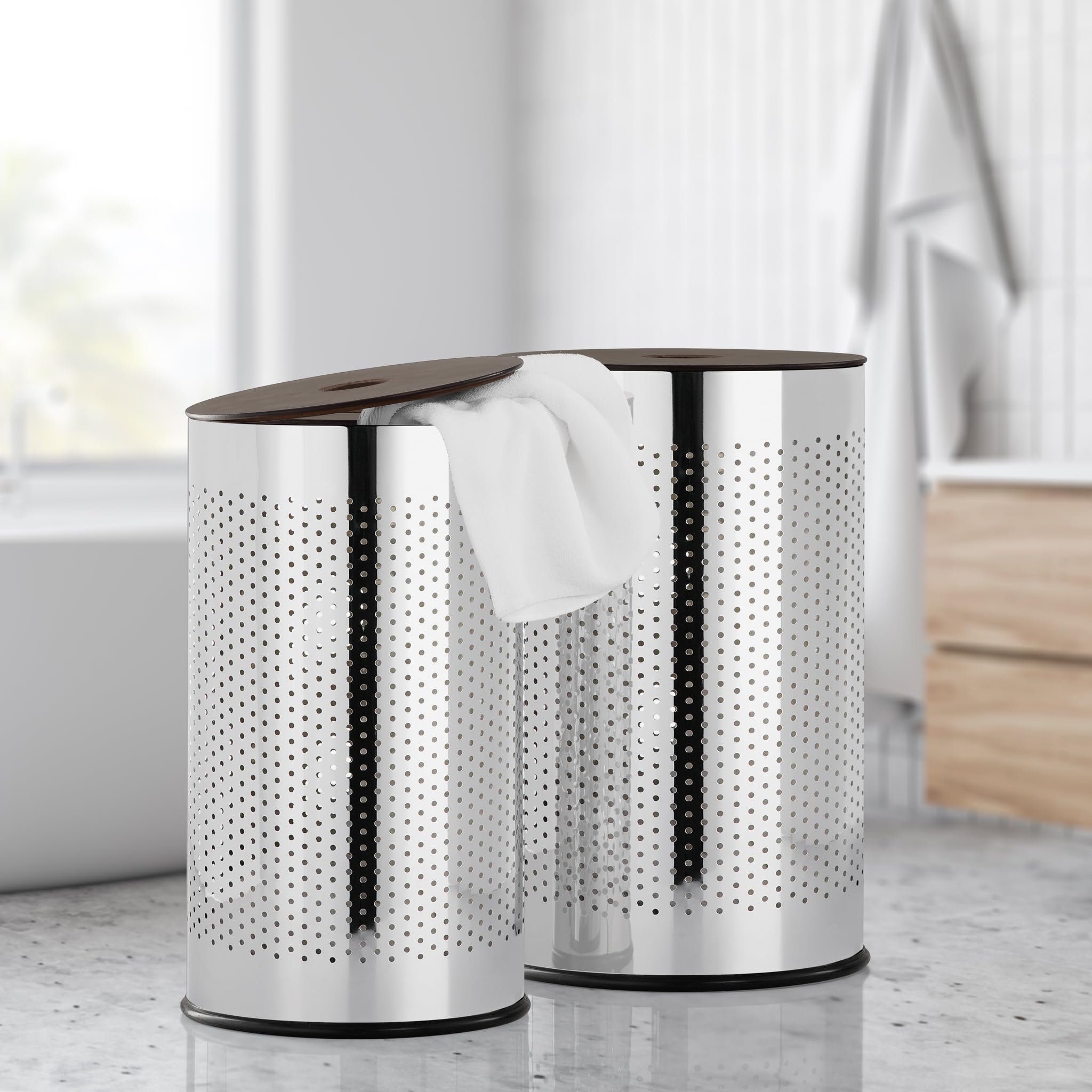 Torre & Tagus 1218-171000 Metro Chrome Laundry Basket, Set of 2