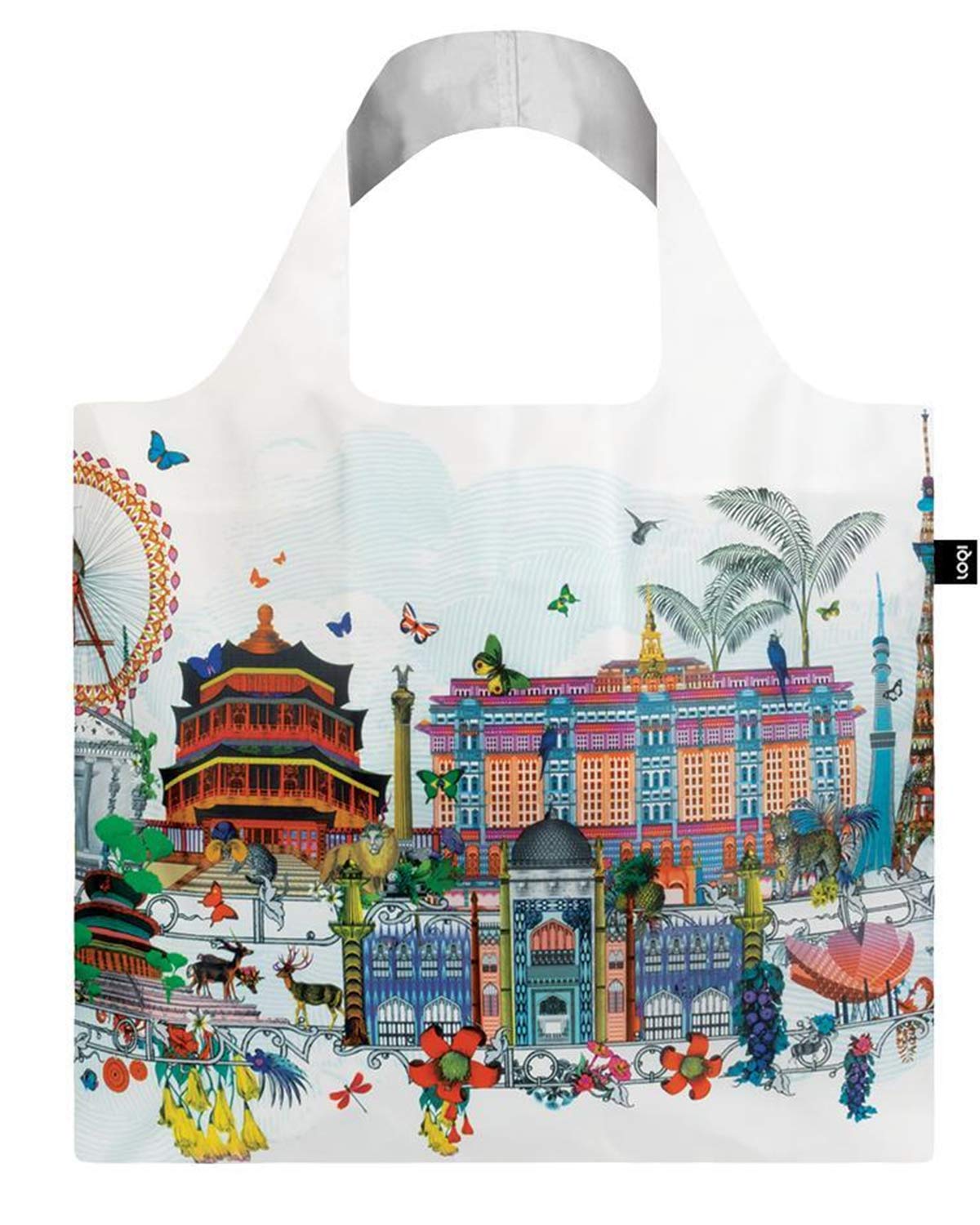 LOQI Kristjana S Williams Interiors Reusable Shopping Bags, (Set of 3), New York, London, Skyline