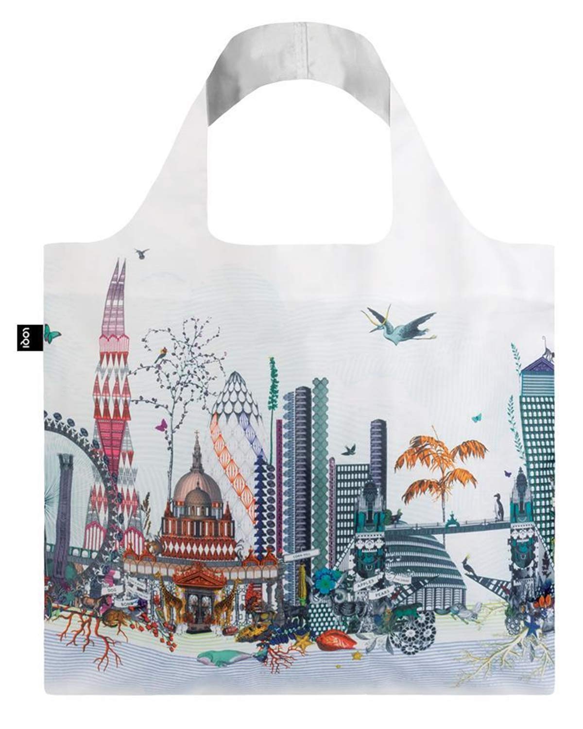LOQI Kristjana S Williams Interiors Reusable Shopping Bags, (Set of 3), New York, London, Skyline