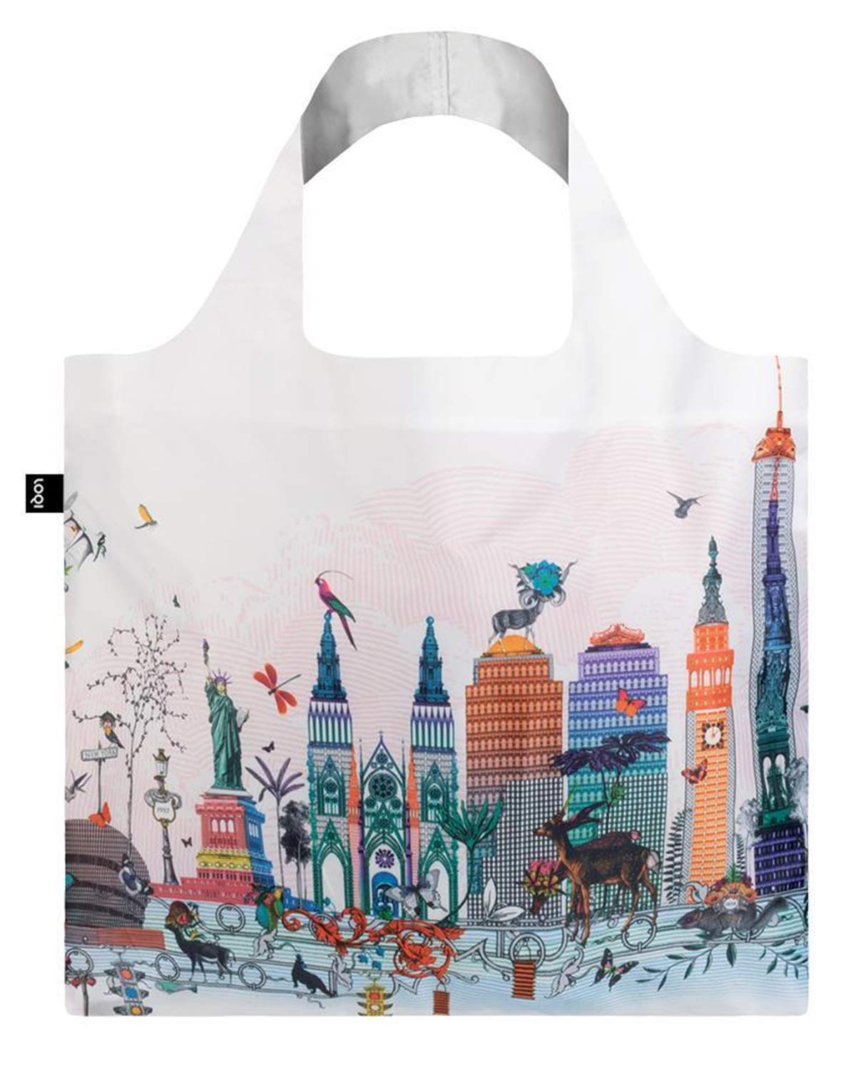 LOQI Kristjana S Williams Interiors Reusable Shopping Bags, (Set of 3), New York, London, Skyline