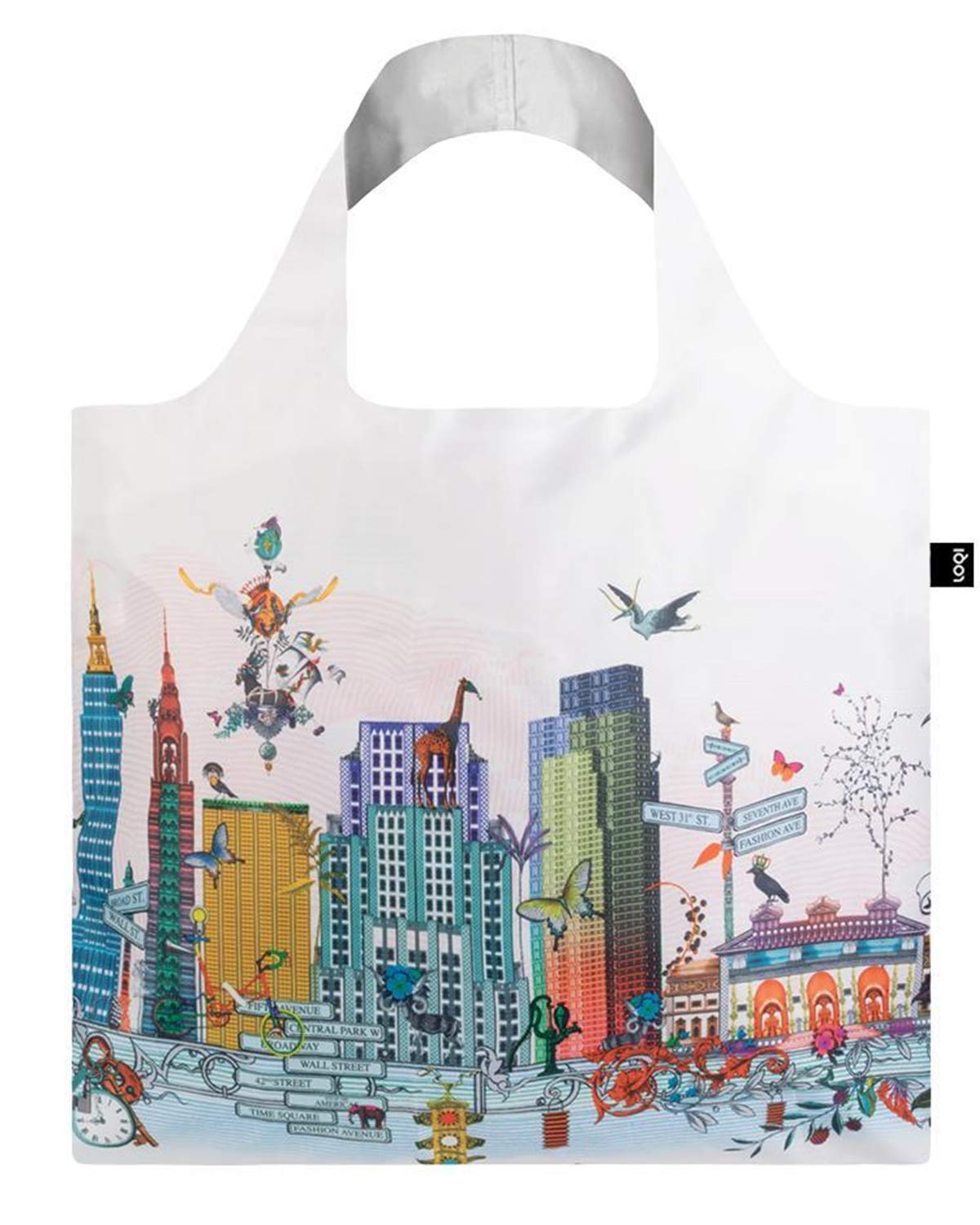 LOQI Kristjana S Williams Interiors Reusable Shopping Bags, (Set of 3), New York, London, Skyline