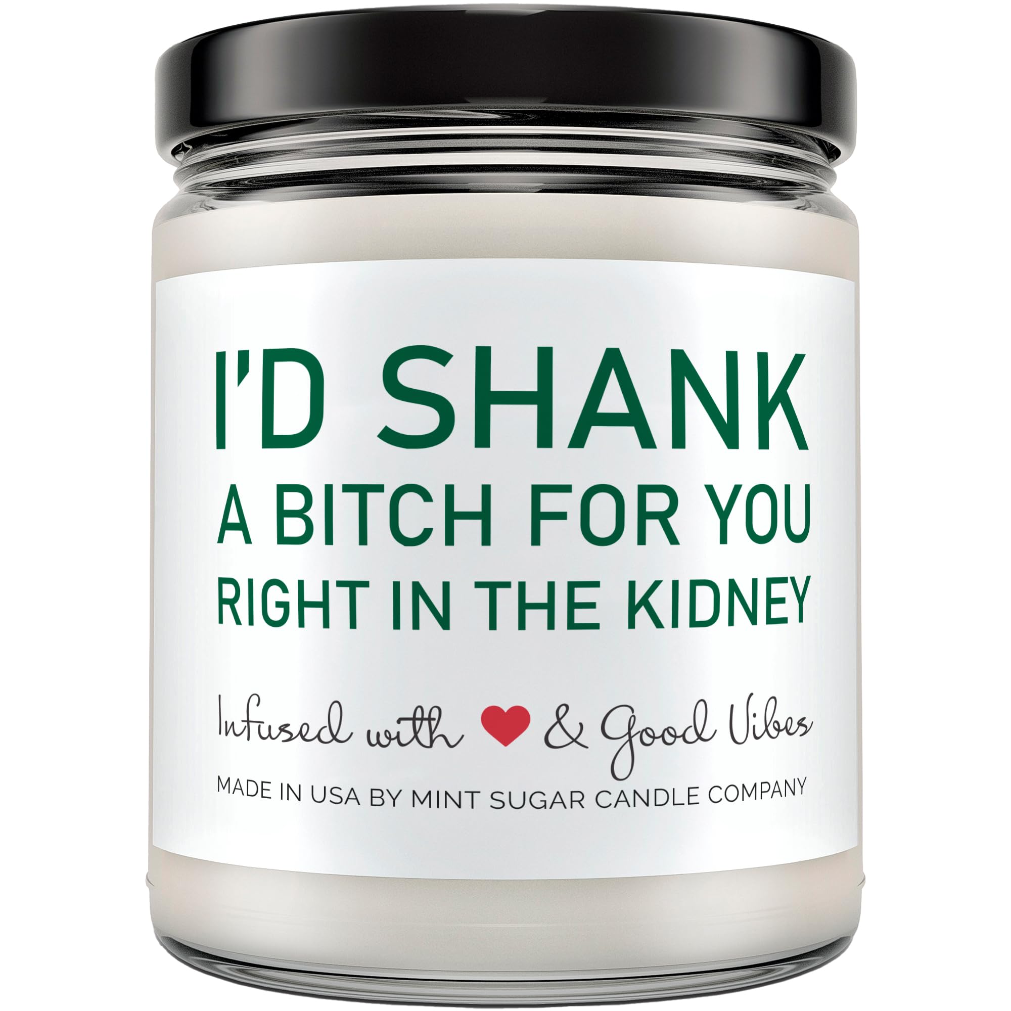 Friend Gifts for Women- Mint Sugar Soy Wax Funny Candles for Birthday Gifts for Friends Female- Hand Poured in The USA - 9 oz - Apple Caramel Scent, Cotton Wick, Cute Christmas Friendship Gifts Ideas