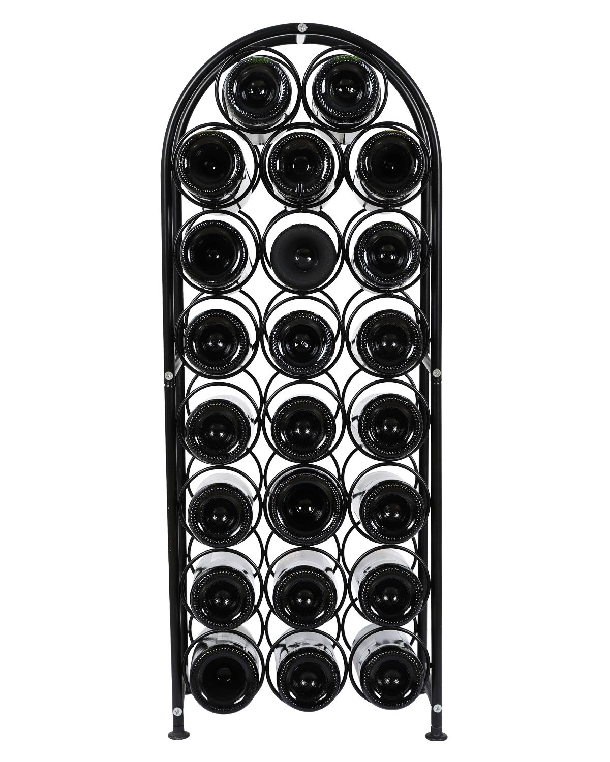 PAG 23 Bottles Arched Freestanding Floor Metal Wine Rack Wine Bottle Holders Stands, Black