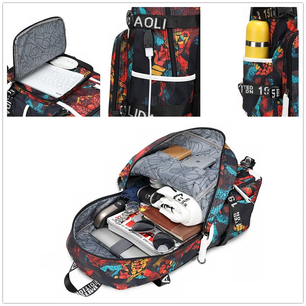 Ansigeren Basketball Player 30 Multifunction Backpack Travel Student Backpack Fans Bookbag For Men Women (4)
