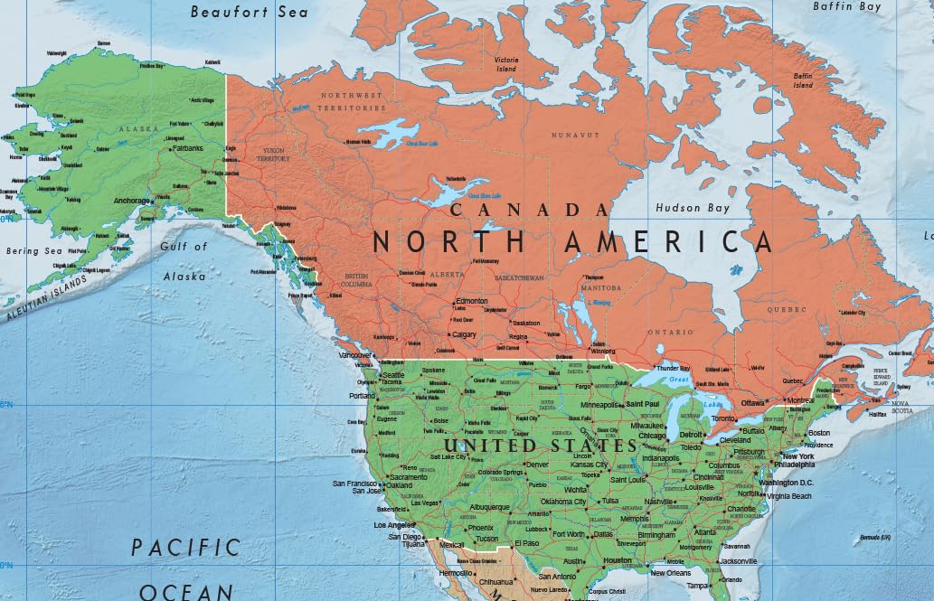 24x36 World and USA Classic Premier 3D Two Wall Map Set (Laminated)