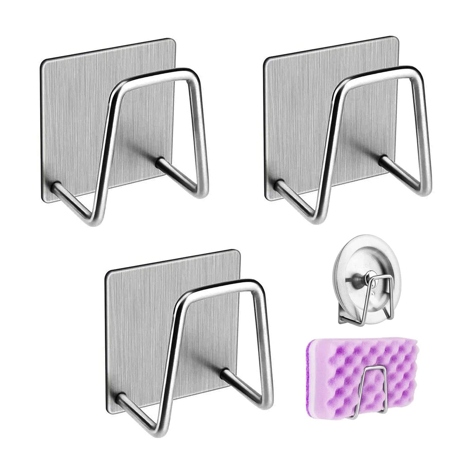3pcs Kitchen Sink Sponge Holder Drain Rack ,Accessories Stainless Steel Waterproof Sponge Frame
