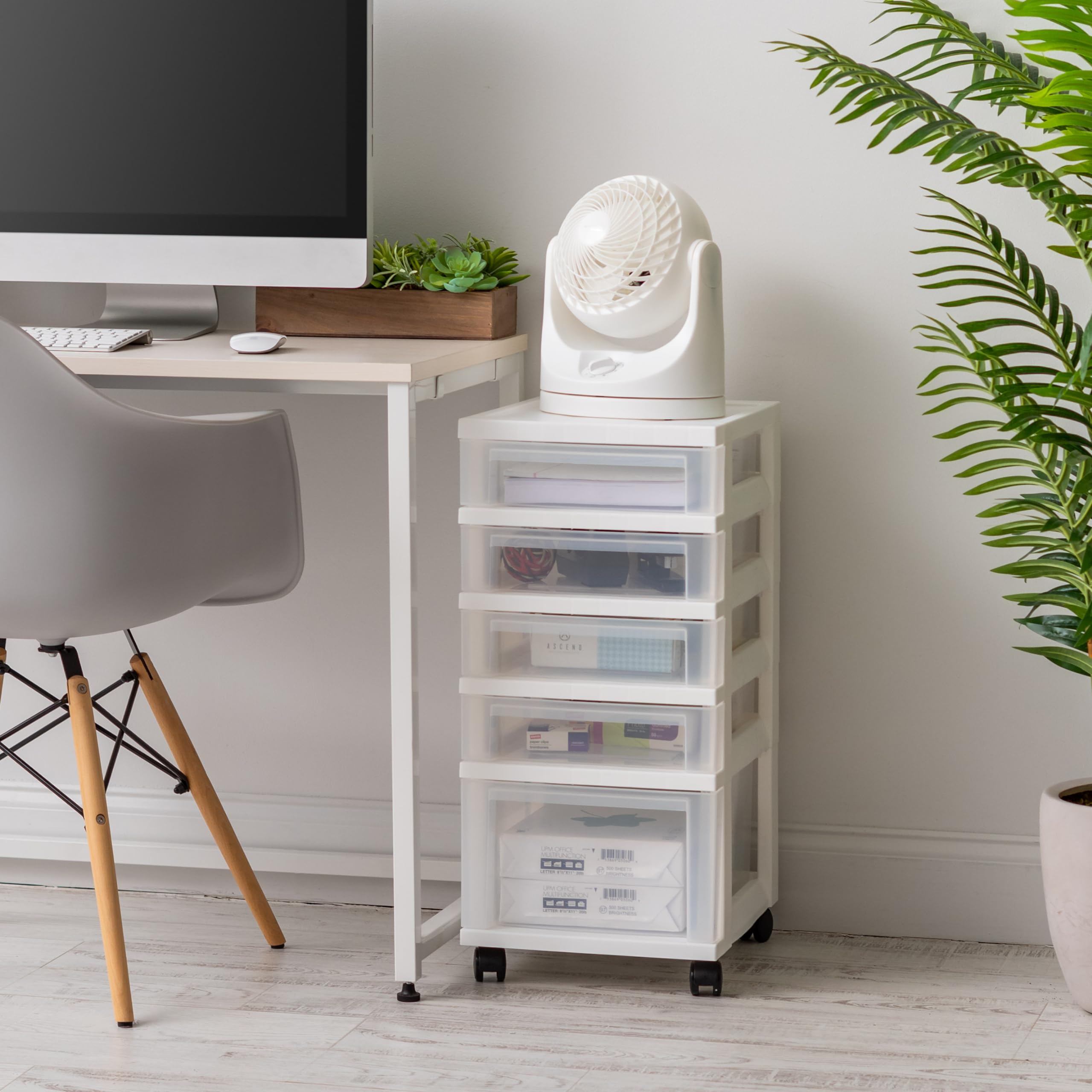 IRIS USA MC-341-NS Storage Drawer Cart, 5 WHT CLR, White