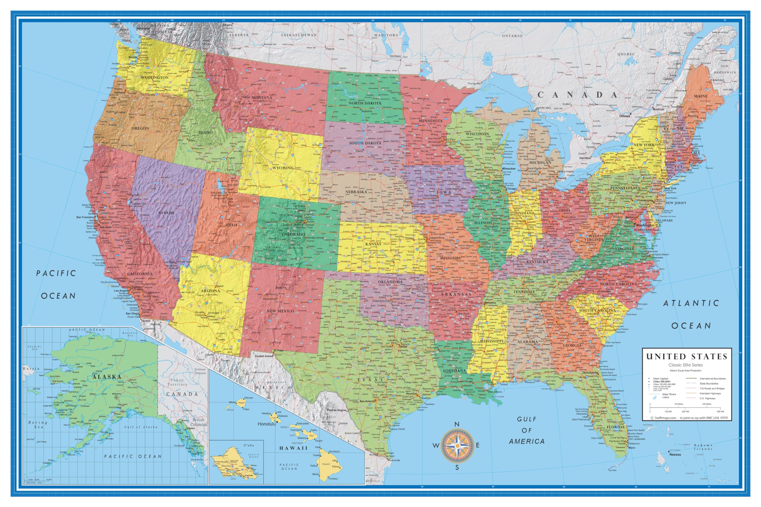 24x36 World and USA Classic Premier 3D Two Wall Map Set (Laminated)