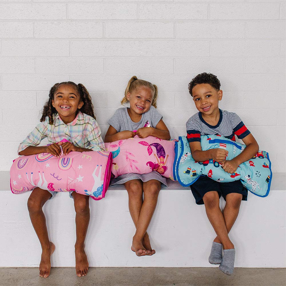 Wildkin Day2Day Backpack, Lunch Box Bag with Nap Mat Bundle (Rainbow Unicorns)