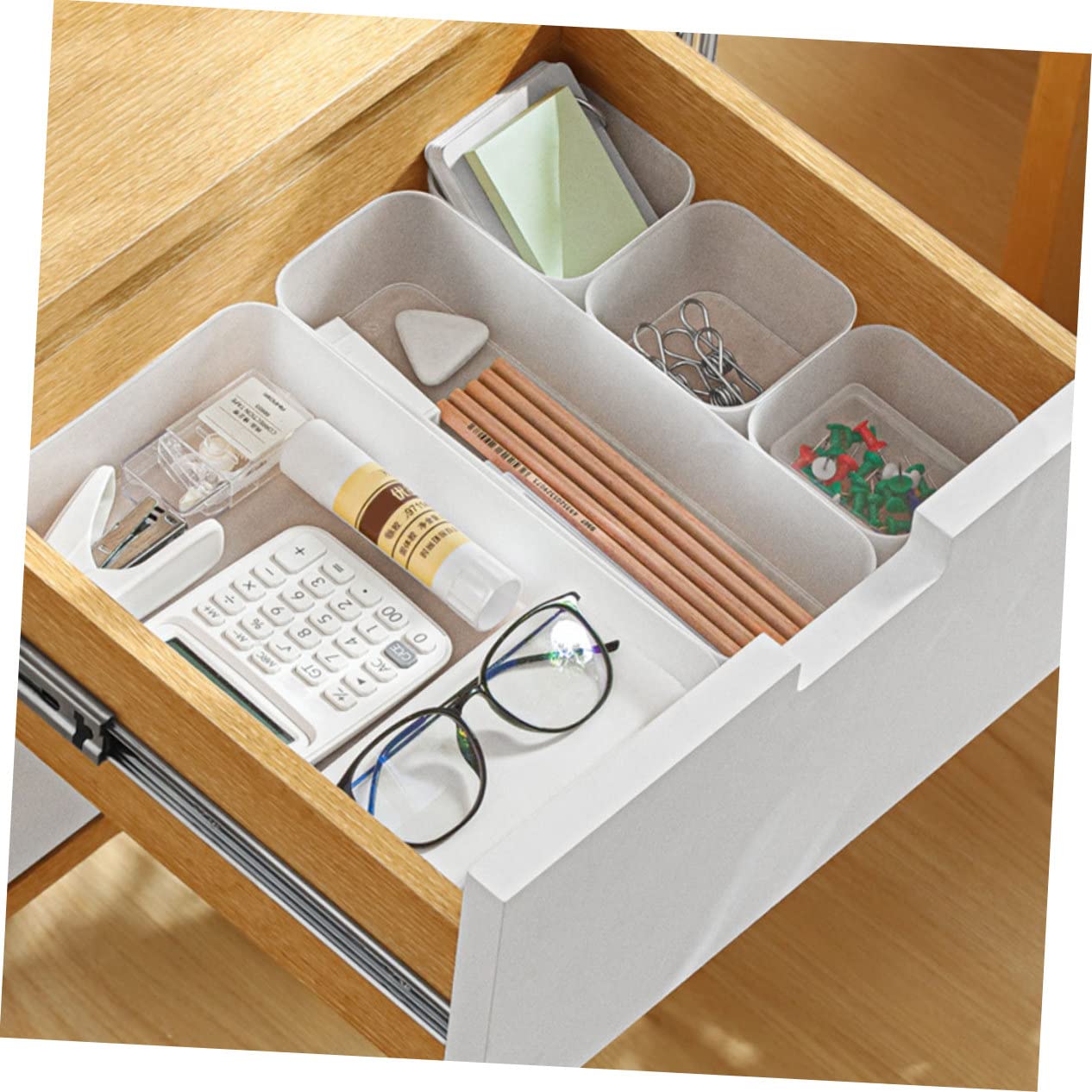 Veemoon 5pcs box Flatware Partition Dividers with Divider Vanity Office Cosmetics Classification Multi- Container Sorting Cutlery Makeup Silverware Clo Gadgets Stackable Sundries