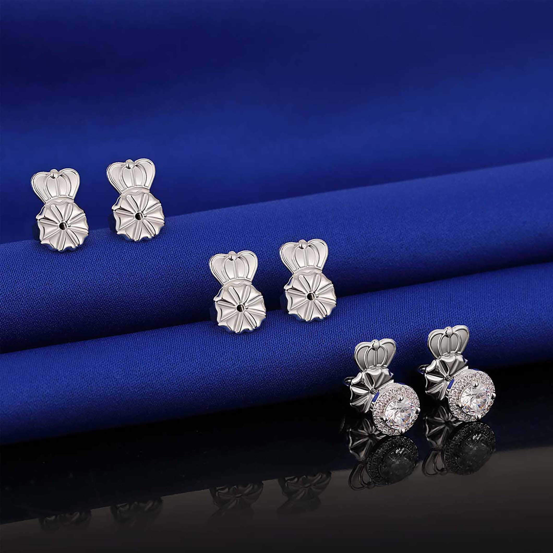 3 Pairs Earring Backs Lifters,925 Sterling Silver Earring Backs for Droopy Ears,Adjustable Hypoallergenic Earring Backs for Heavy Earring (Silver)