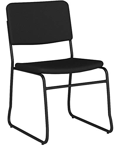 Flash Furniture 4 Pk. HERCULES Series 1000 lb. Capacity High Density Black Vinyl Stacking Chair with Sled Base
