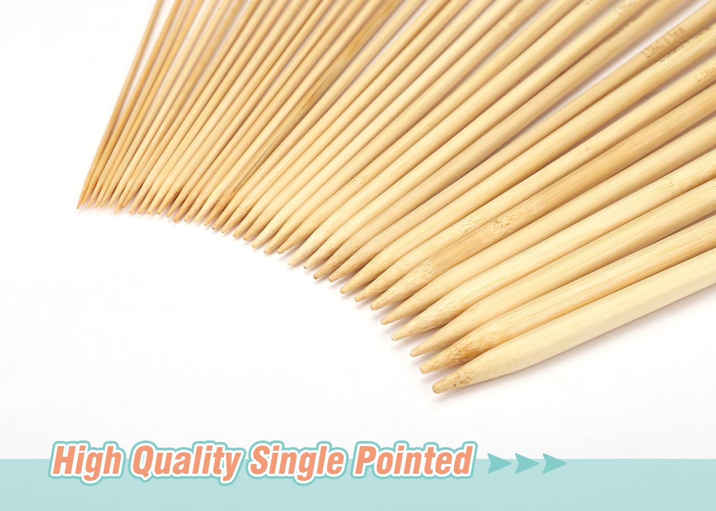 LIHAO 36 PCS Bamboo Knitting Needles Set (18 Sizes From 2.0mm to 10.0mm)