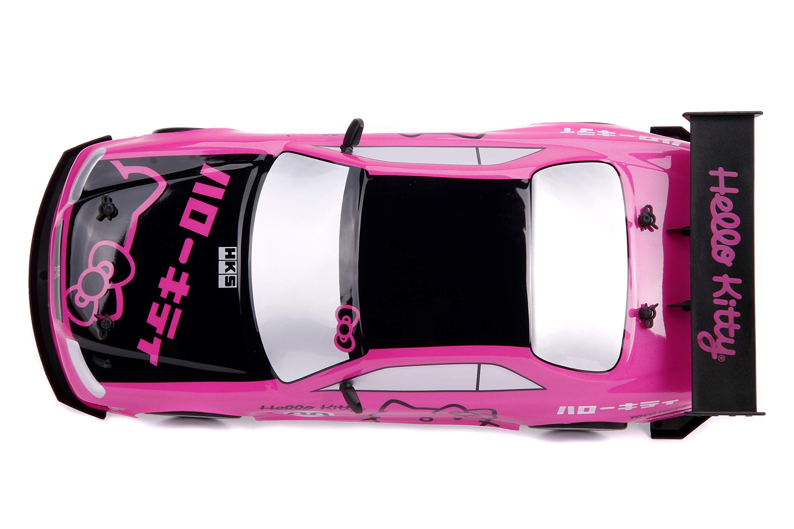 Jada Toys Hello Kitty Nissan Skyline GT-R (Bnr34) Drift Power Slide Elite R/C, USB Charging, with 4 Extra Tires, Pink