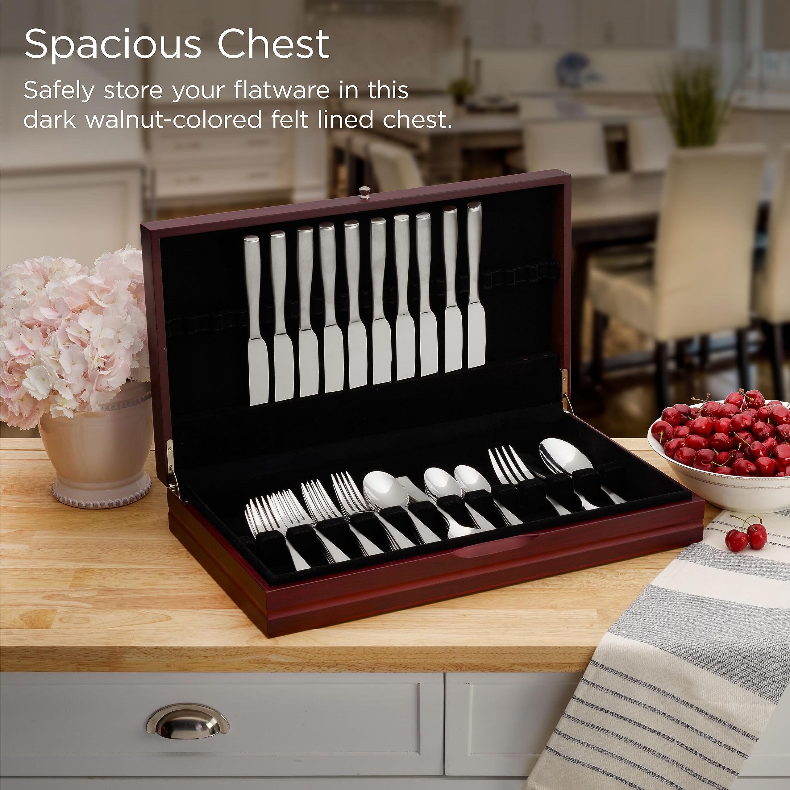 Wallace Dark Walnut Flatware Chest, 19 inches wide