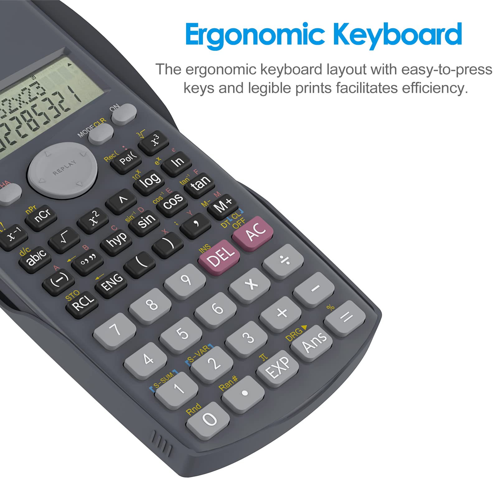 Helect 2-Line Engineering Scientific Calculator, Suitable for School and Business (Black)