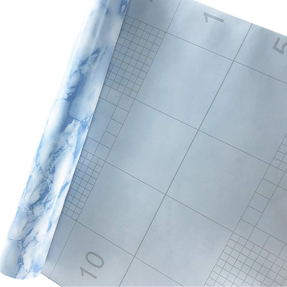 Taamall Simplemuji Self-Adhesive White Blue Marble Peel & Stick Shelf Liner Dresser Drawer Sticker 17.7 Inch by 98Inch