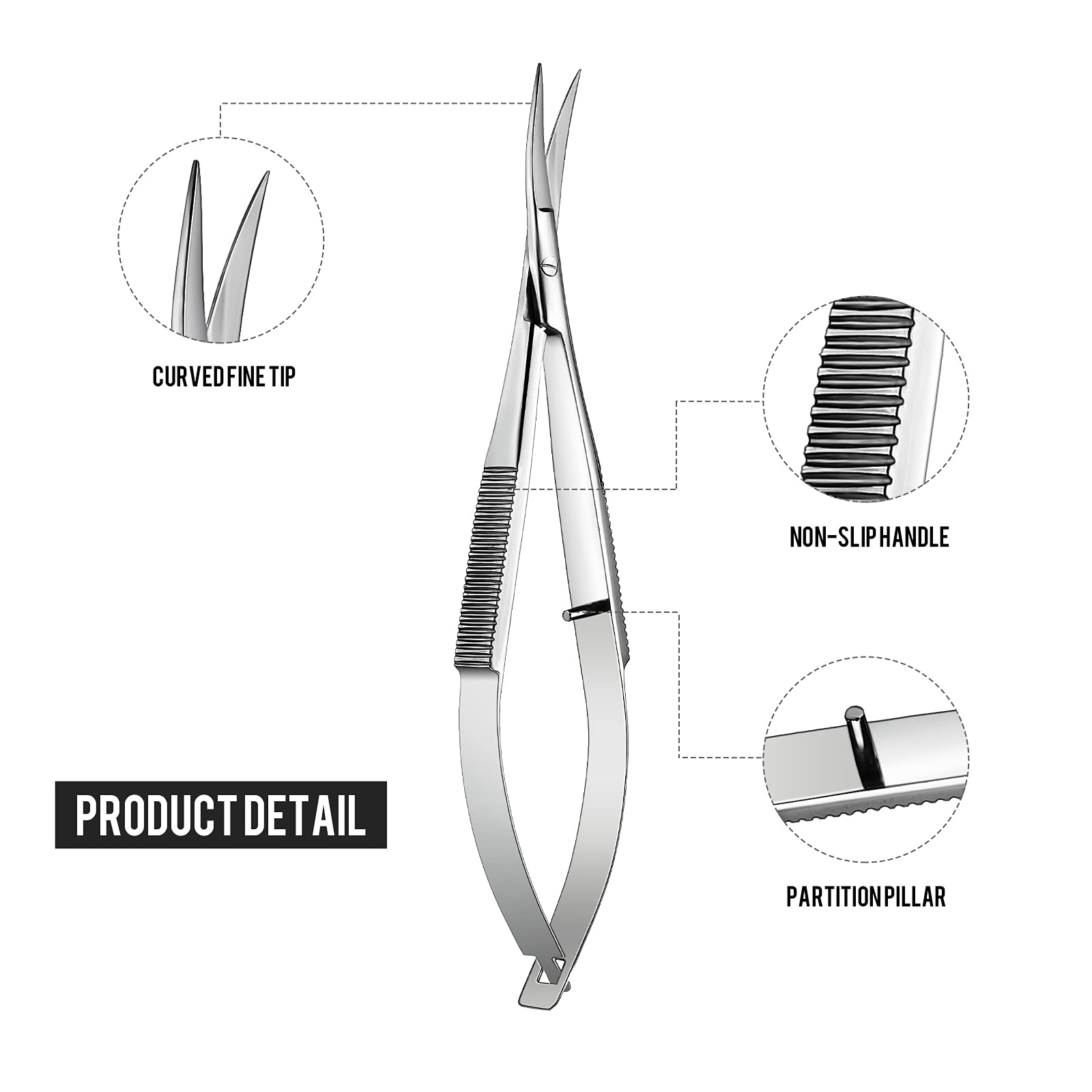Shynai 2 Pieces 4.7 Inch Embroidery Sewing Scissor Spring Action Scissor Thread Stainless Steel Cutting Scissor Eyebrow Trimming Scissor (Silver)