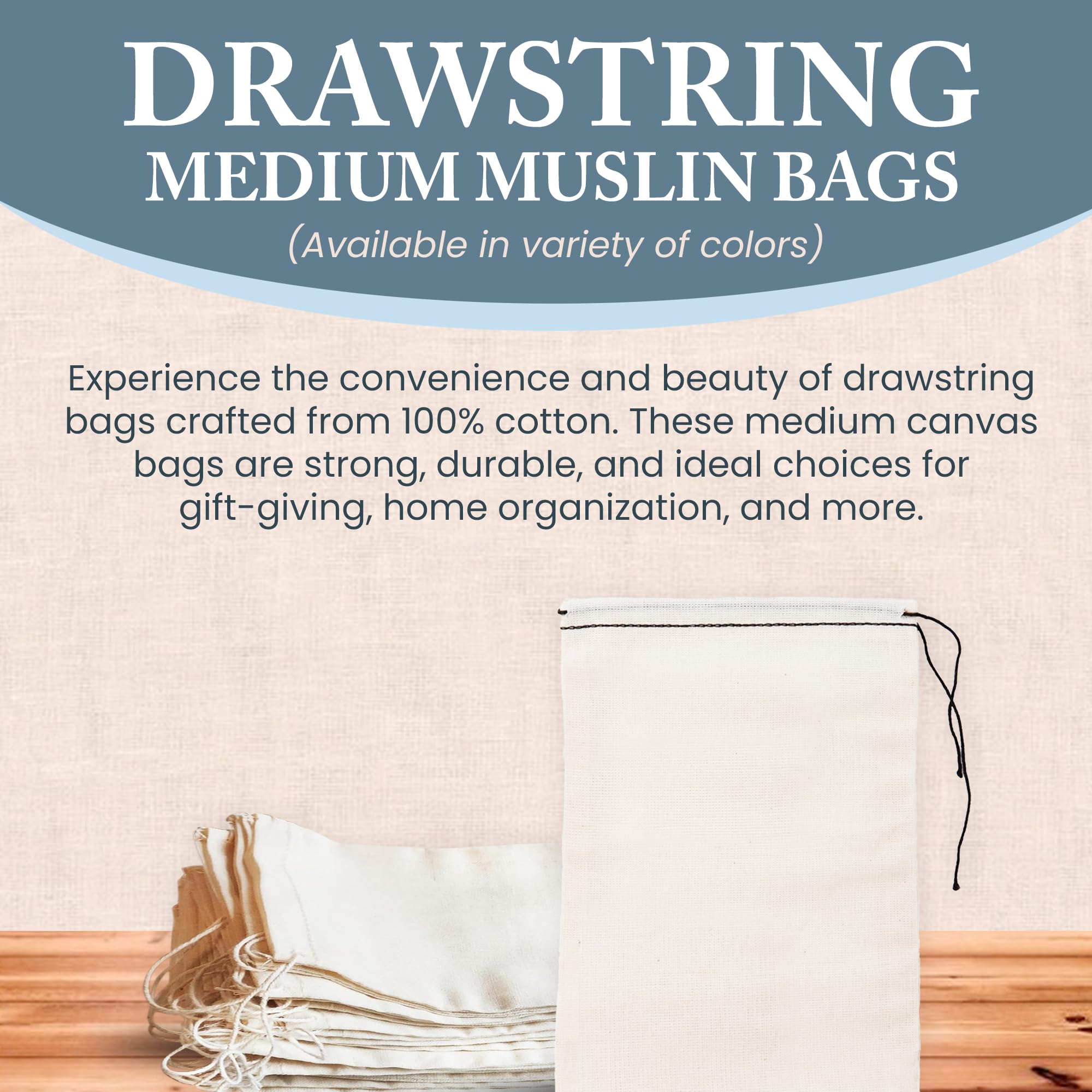 Made in the USA Cotton Muslin Drawstring Bags 50 (Red Hem Orange Drawstring, 4x6)