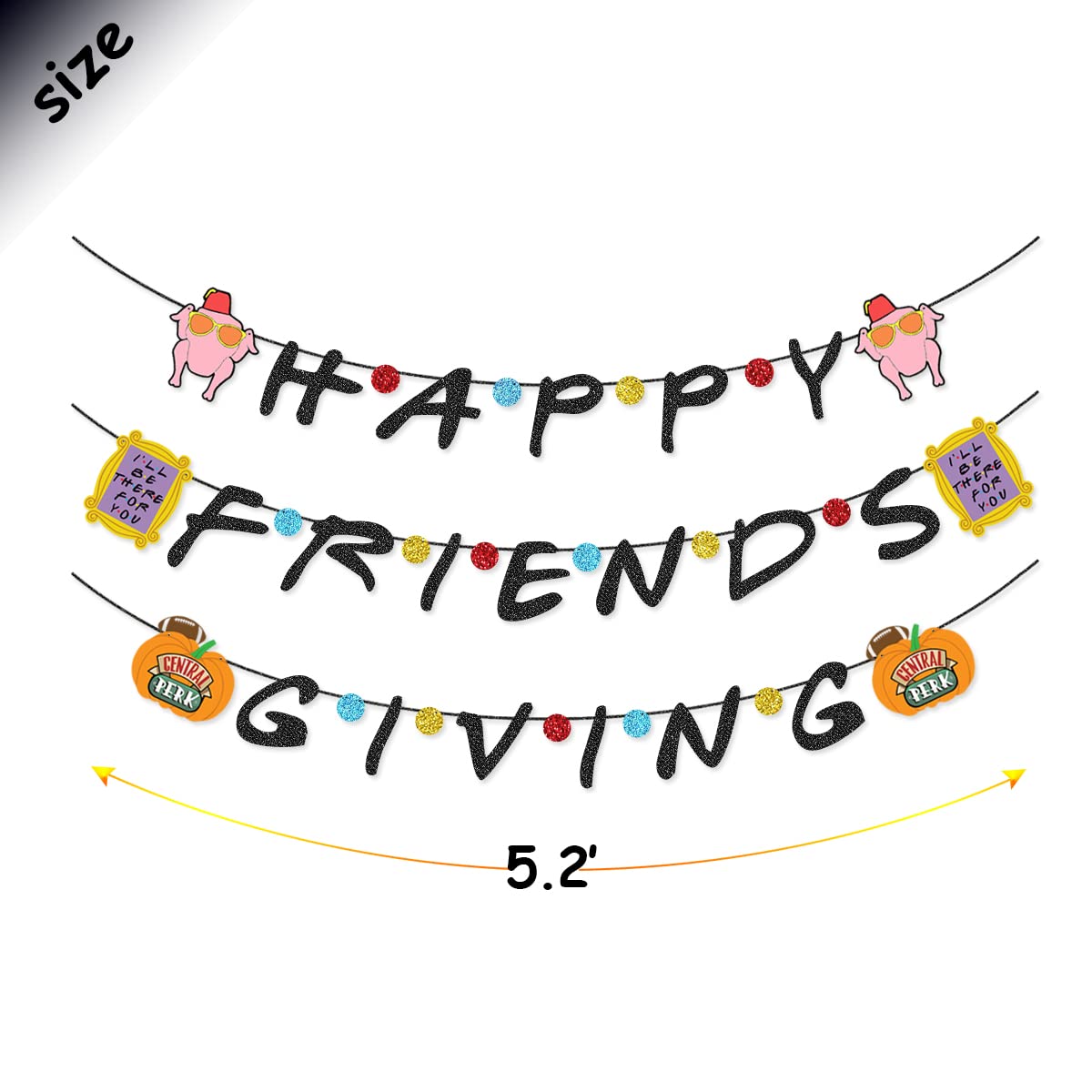Happy Friendsgiving Banner for Thanksgiving Friends Party Decorations Photo Props (Friendsgiving)