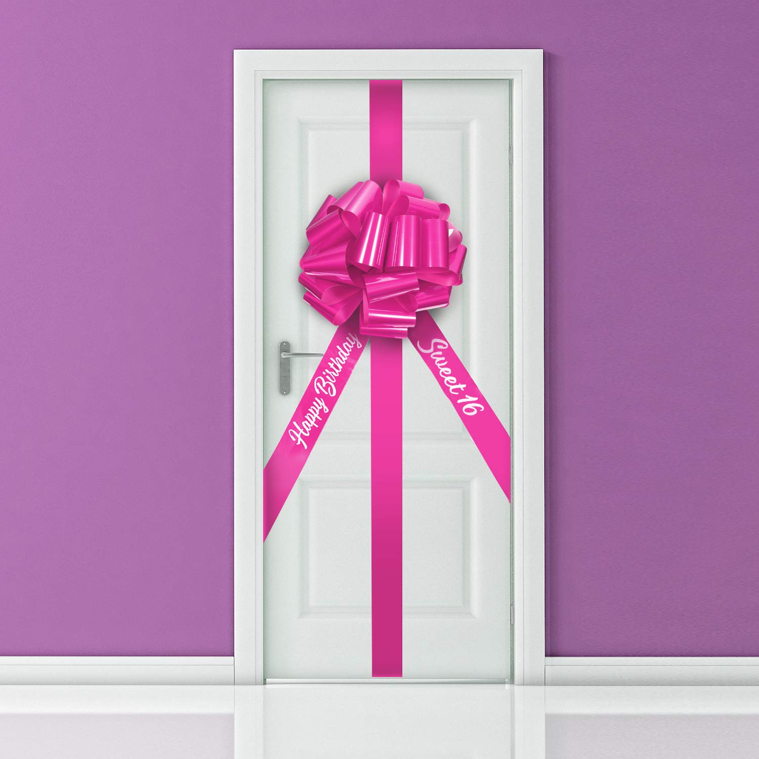 Happy Birthday Car Bow Sweet 16 Big Car Pull Bow Giant Car Gift Wrapping Bow with 20 Feet Car Ribbon for Birthday Party Car Decorations (Rose Red, 20 Inch)