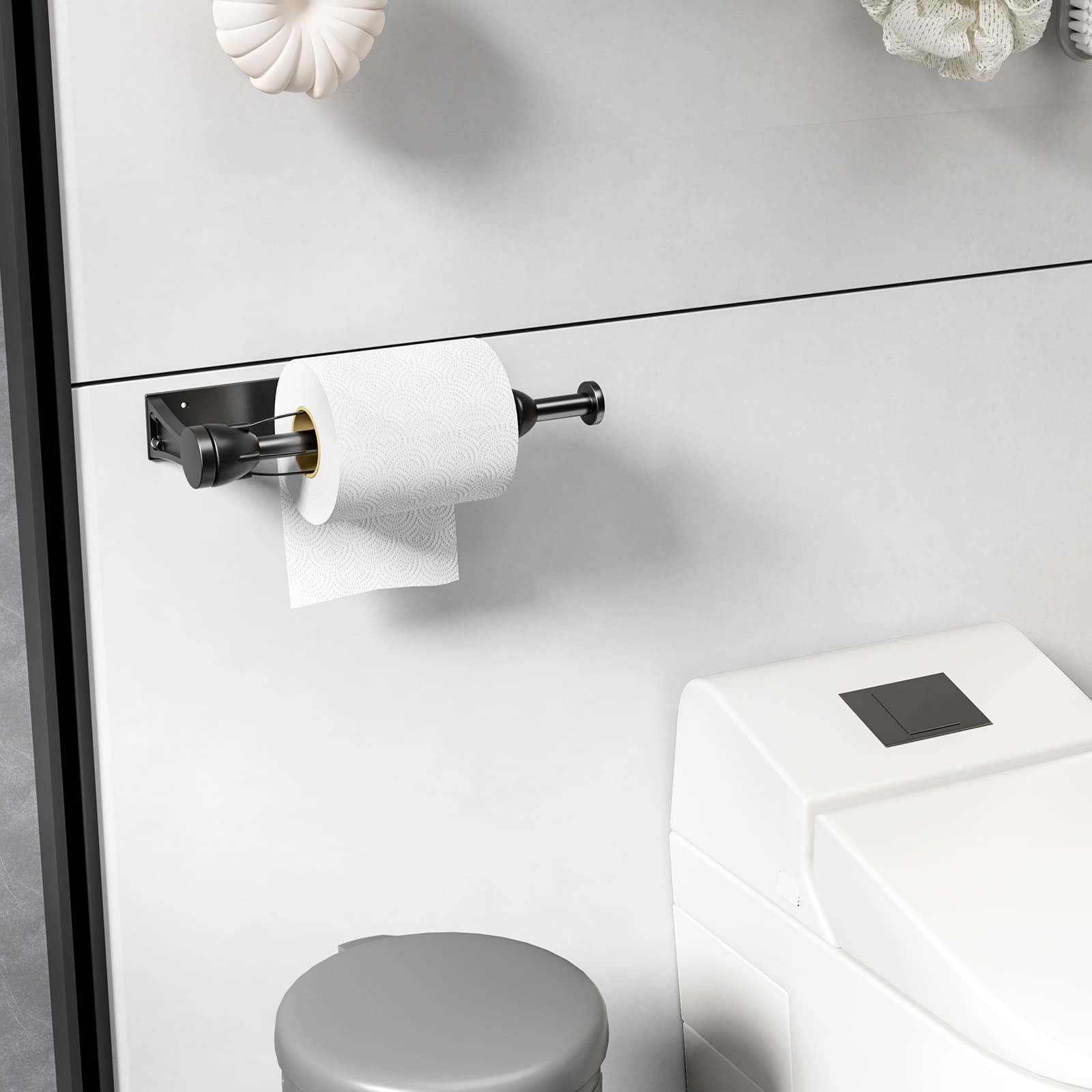 Single Hand Operable Paper Towel Holder Under Cabinet with Damping Effect for Kichen Bathroom(Black)…