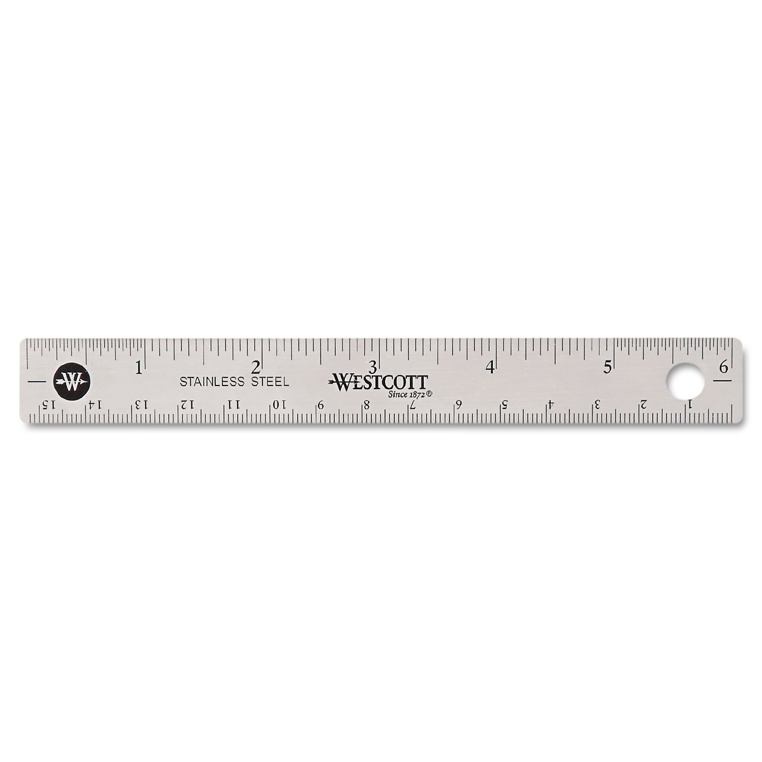 Westcott Stainless Steel Office Ruler with Non Slip Cork Base, 6-Inch (10414)