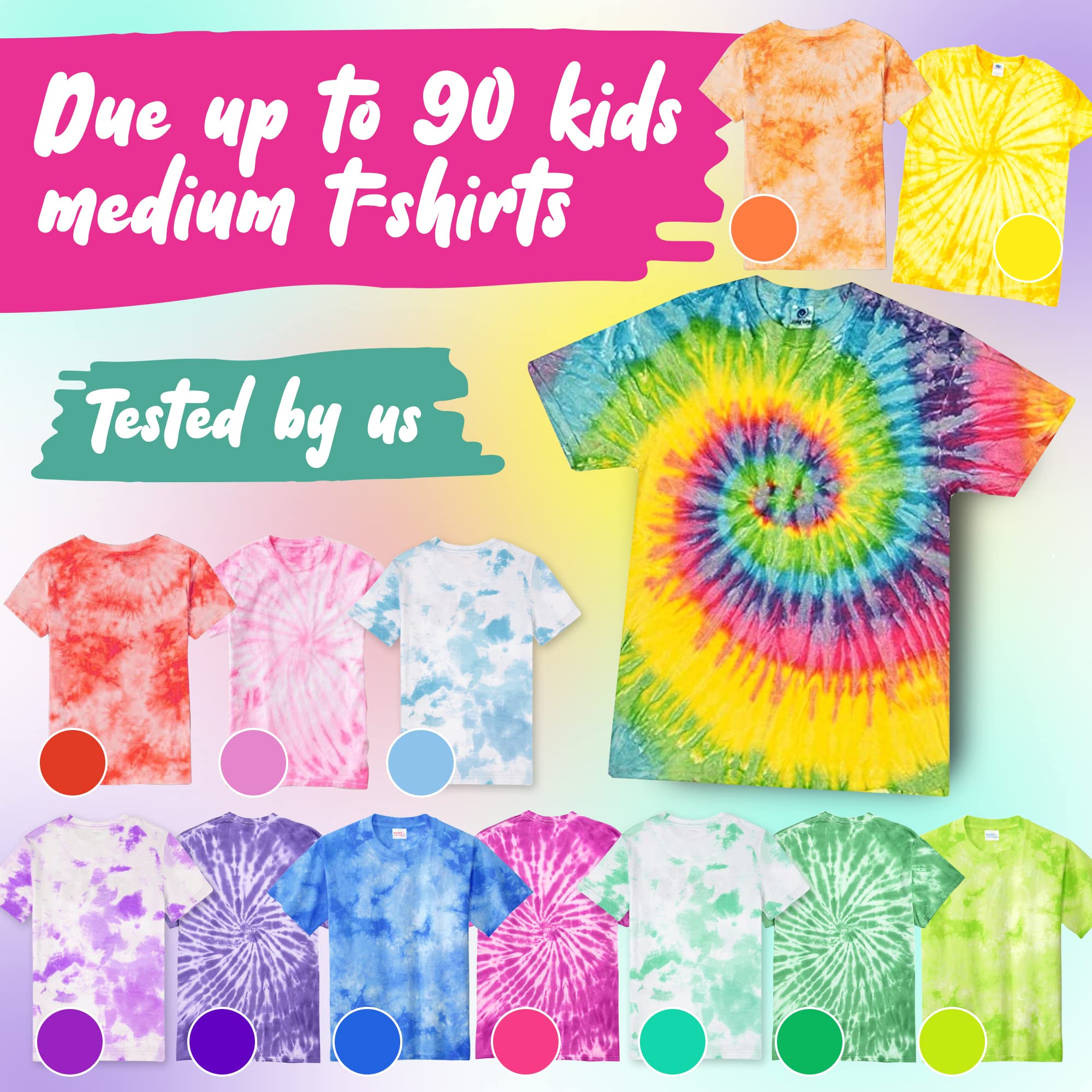 Tie Dye Kit for Kids & Adults - 12 Large Tye Dye Bottles with Tie Dye Powder, Soda Ash, Gloves - Non-Toxic Tyedyedye Kit - Decorating Dye for Clothes