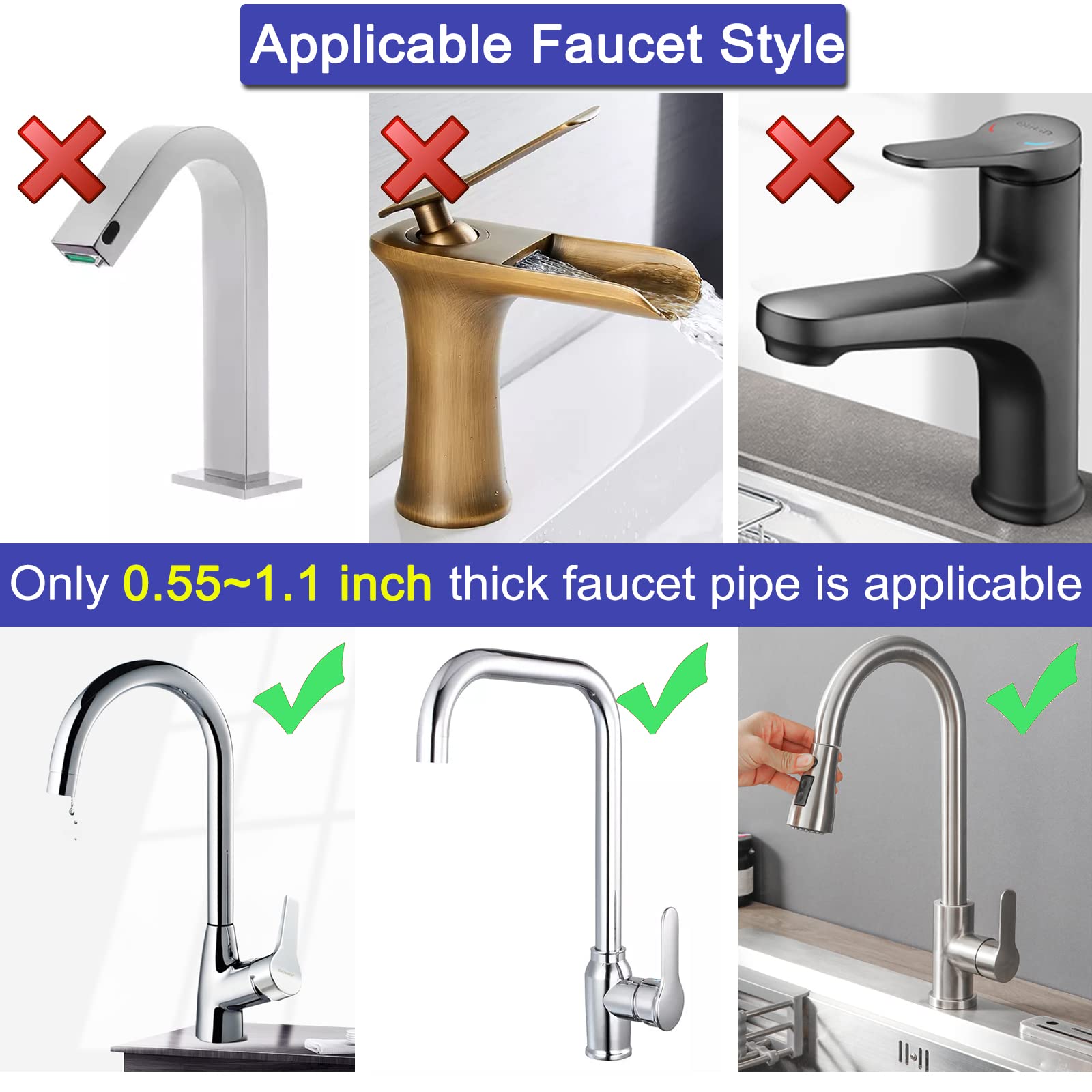 SIMCAS Sponge Holder for Kitchen Sink, Over The Sink Shelf Sponge Caddy, Stainless Detachable Faucet Drain Rack for Kitchen Sink Organizer and Storage, Bathroom (Double with Dishcloth Rack, Silver)